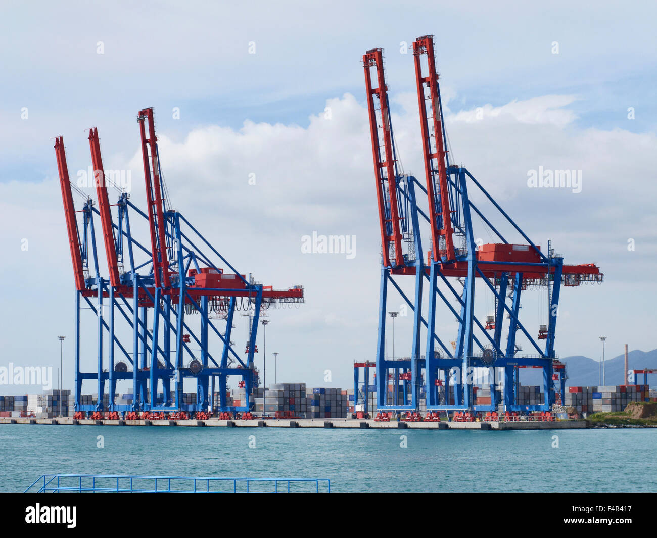 Container terminal with gantry cranes at Malaga sea port Stock Photo ...