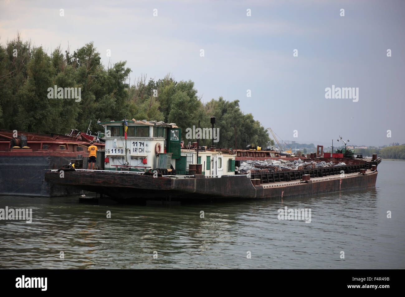 Barge in the danube delta biosphere reserve hi-res stock photography ...