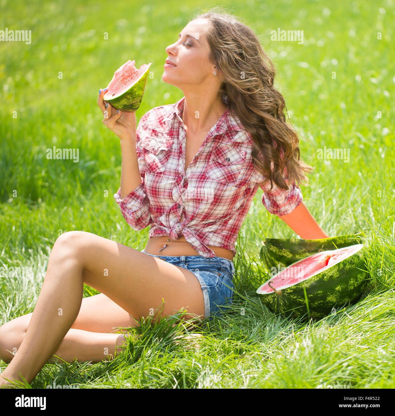 girl with watermelon Stock Photo - Alamy