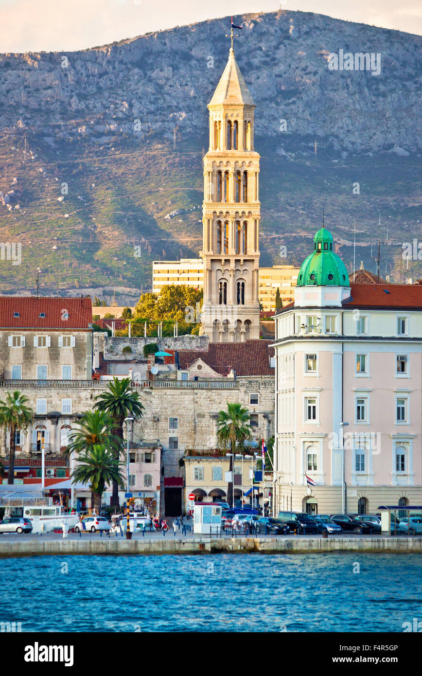 Split cathedral and waterfront view from sea, Dalmatia, Croatia Stock ...