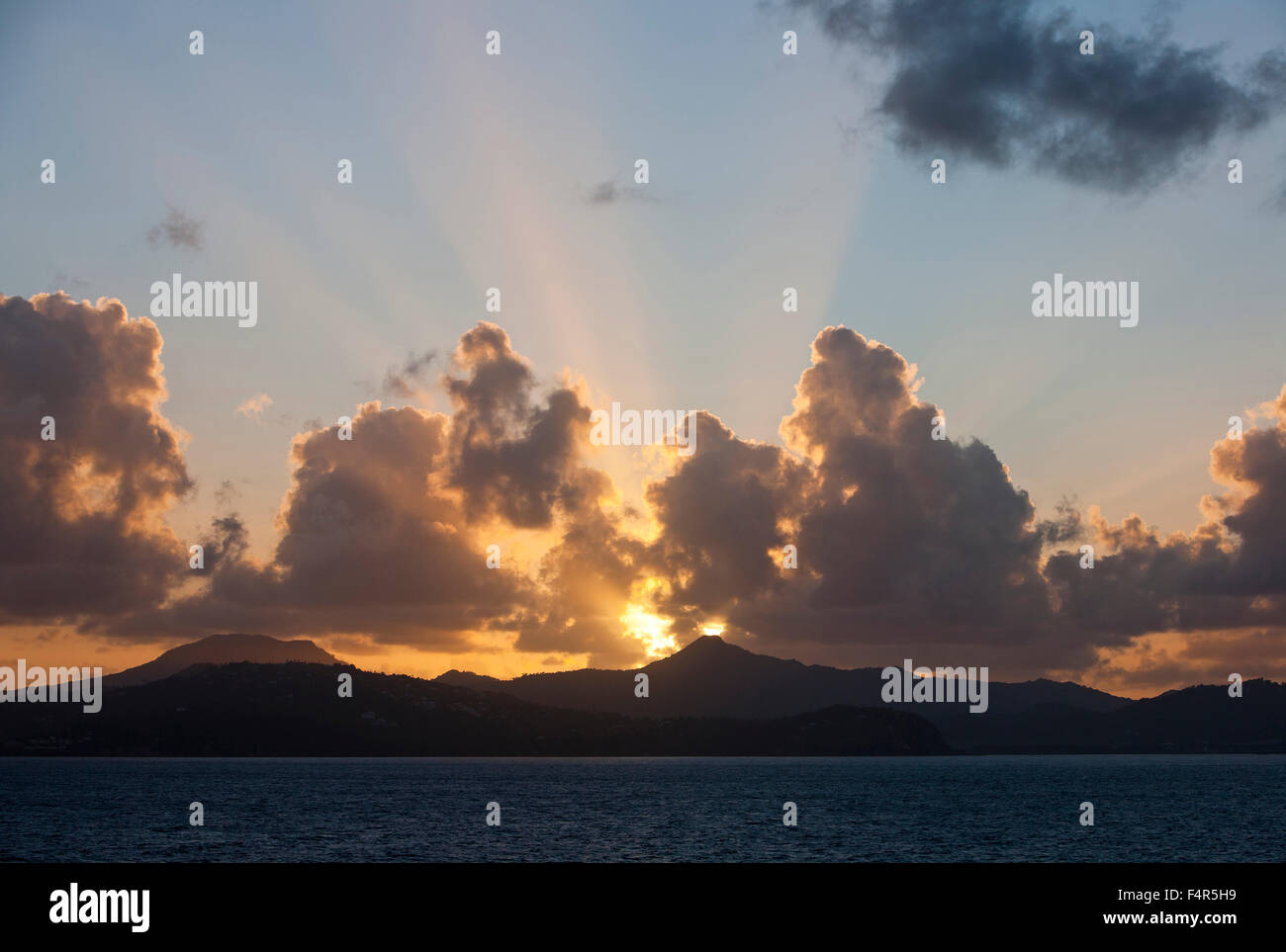 West Indies, Caribbean, Lesser Antilles, St Lucia, Island, sunrise ...