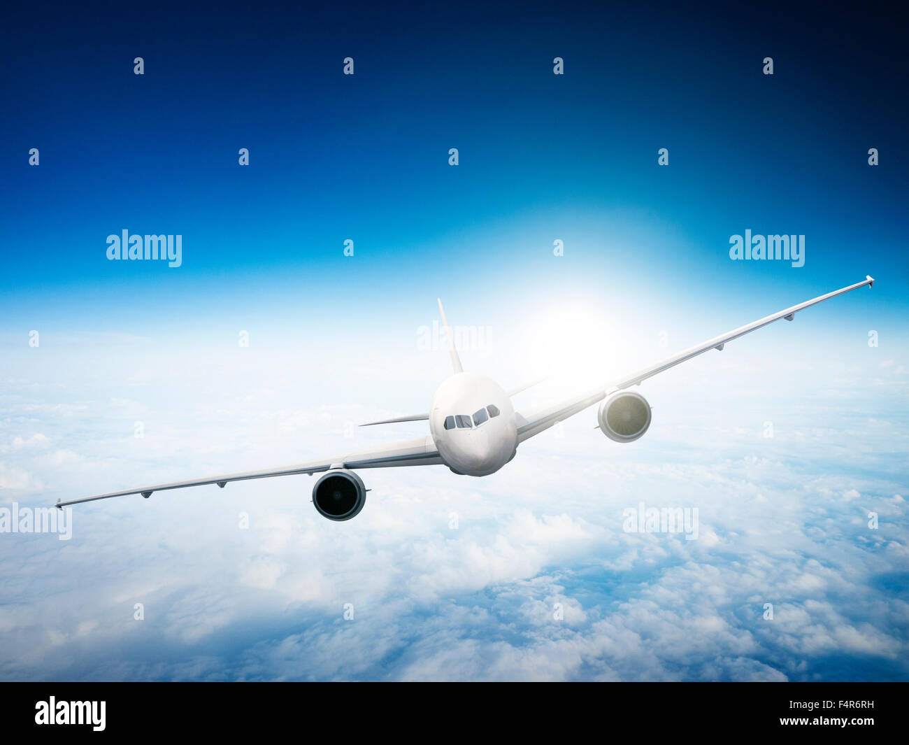 Airplane Skyline Horizon Flight Cloud Concept Stock Photo - Alamy