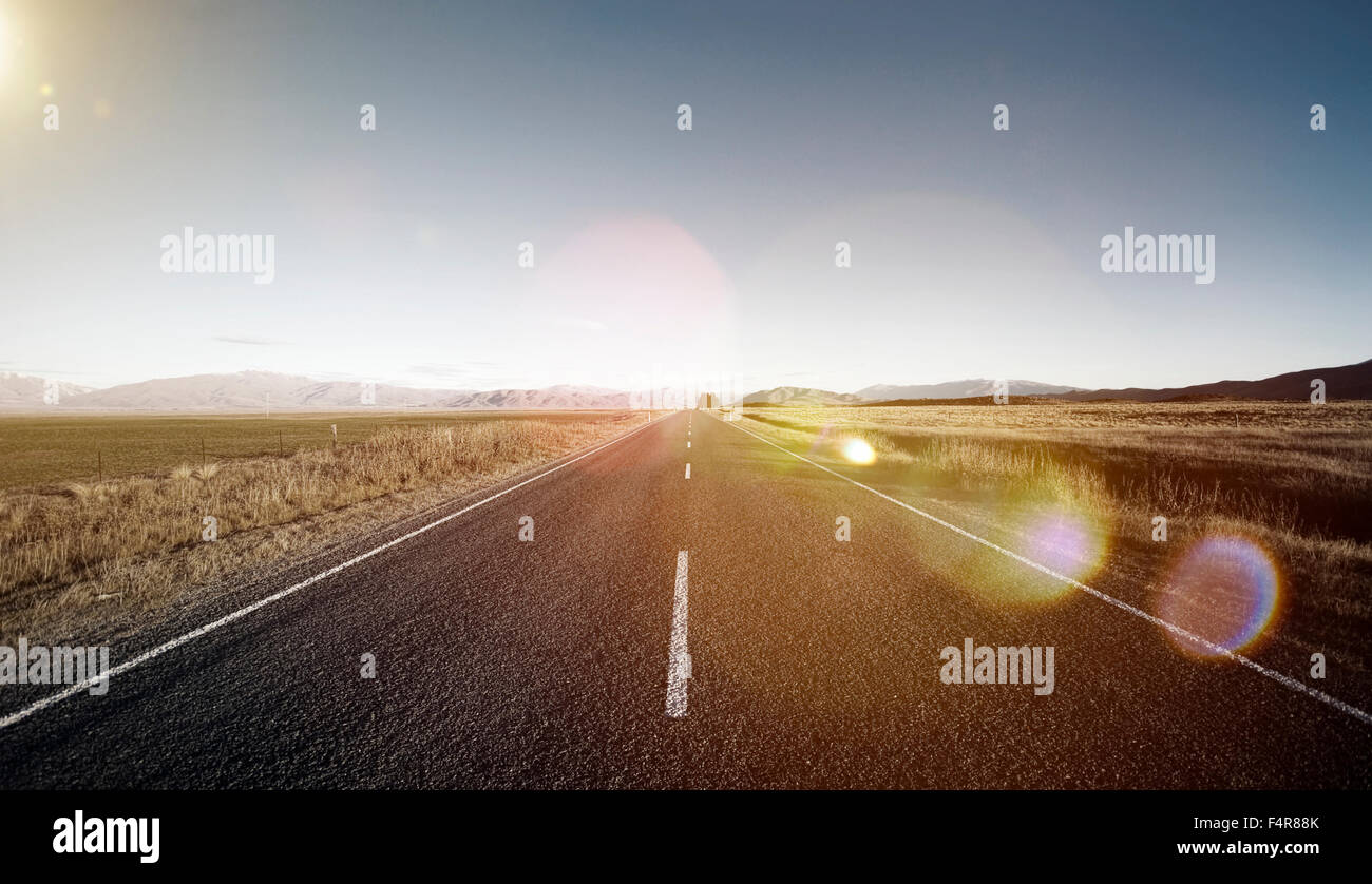 Continuous Road Scenic Mountain Ranges Concept Stock Photo - Alamy