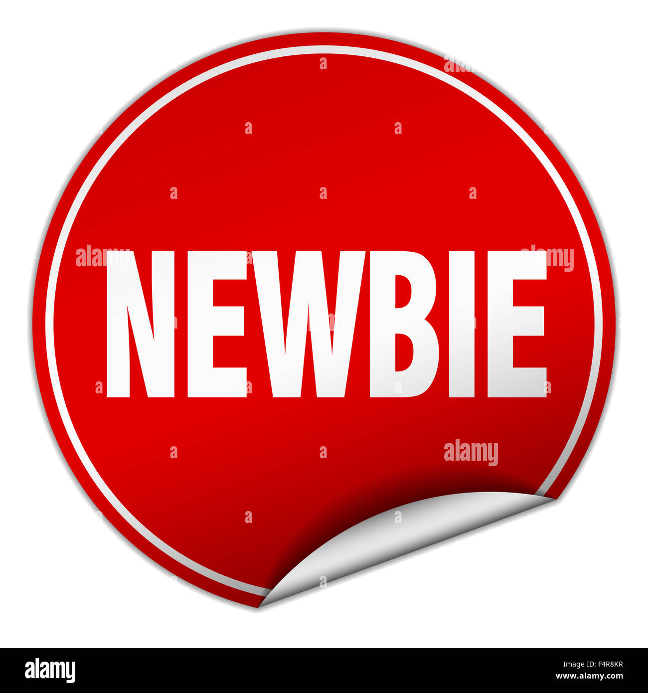 newbie round red sticker isolated on white Stock Photo - Alamy