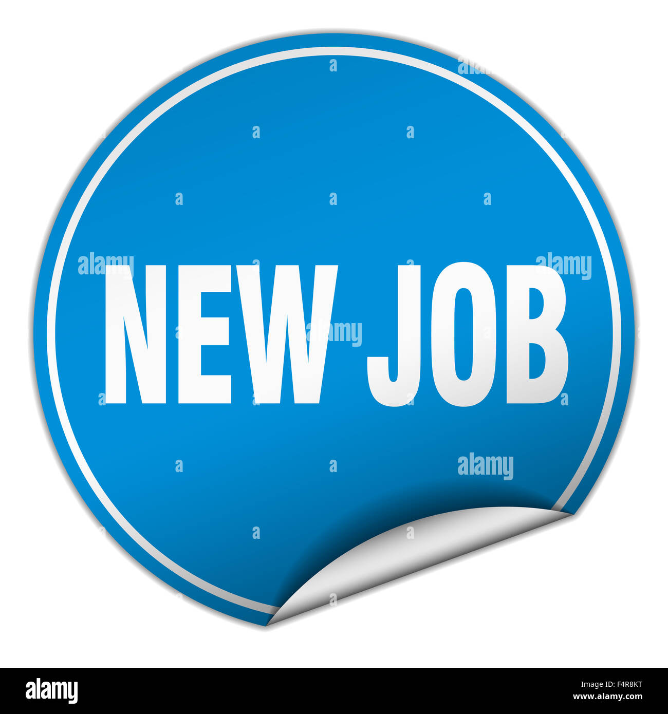 new job round blue sticker isolated on white Stock Photo - Alamy