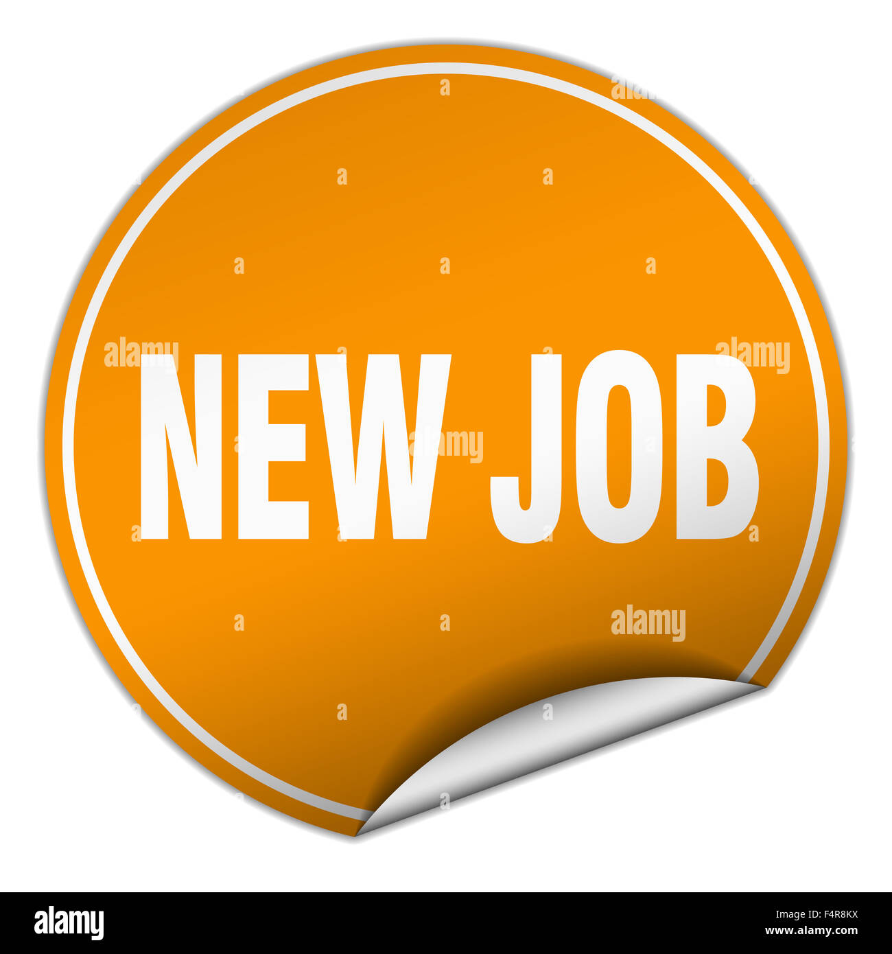 new job round orange sticker isolated on white Stock Photo - Alamy