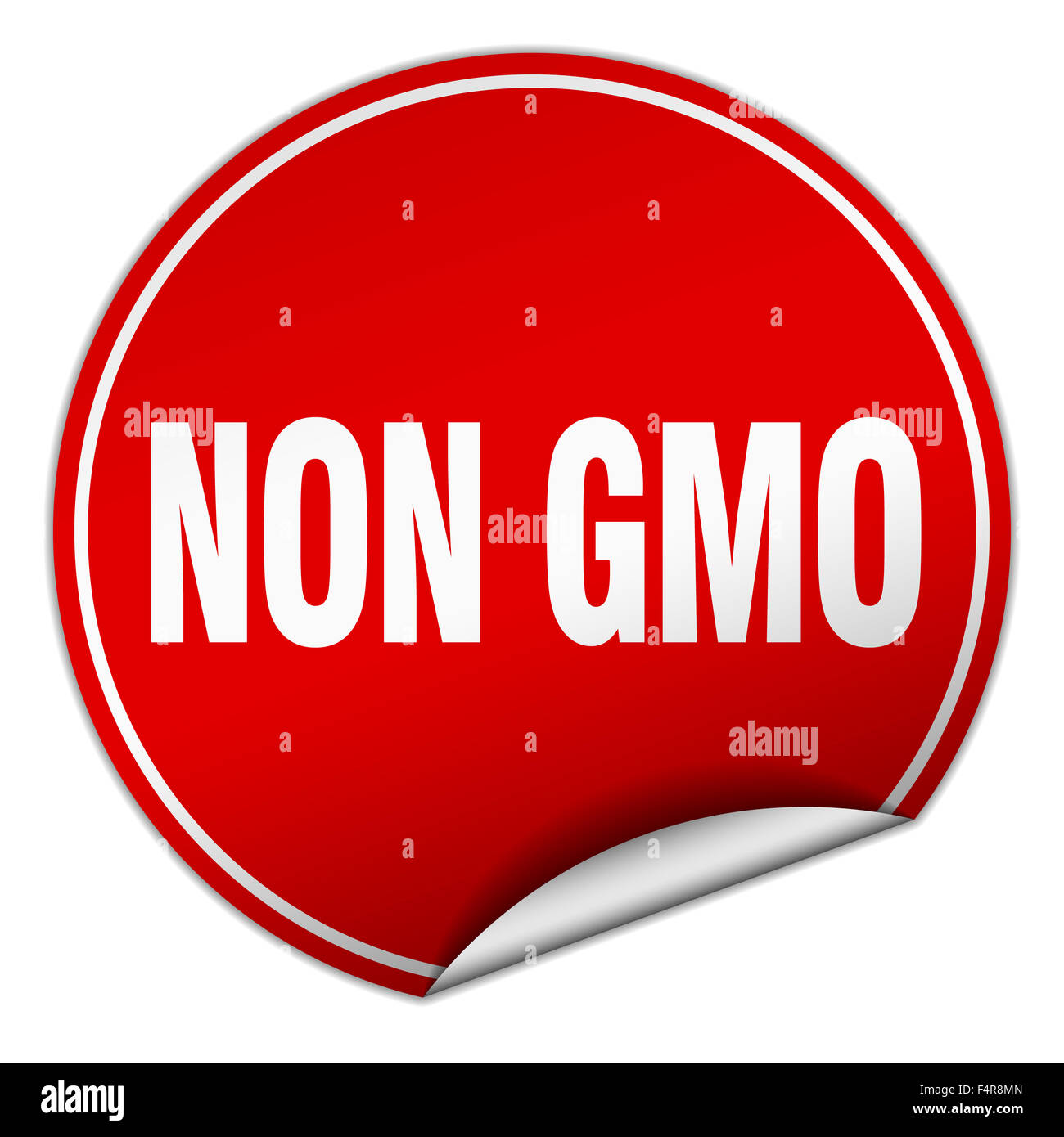non gmo round red sticker isolated on white Stock Photo - Alamy