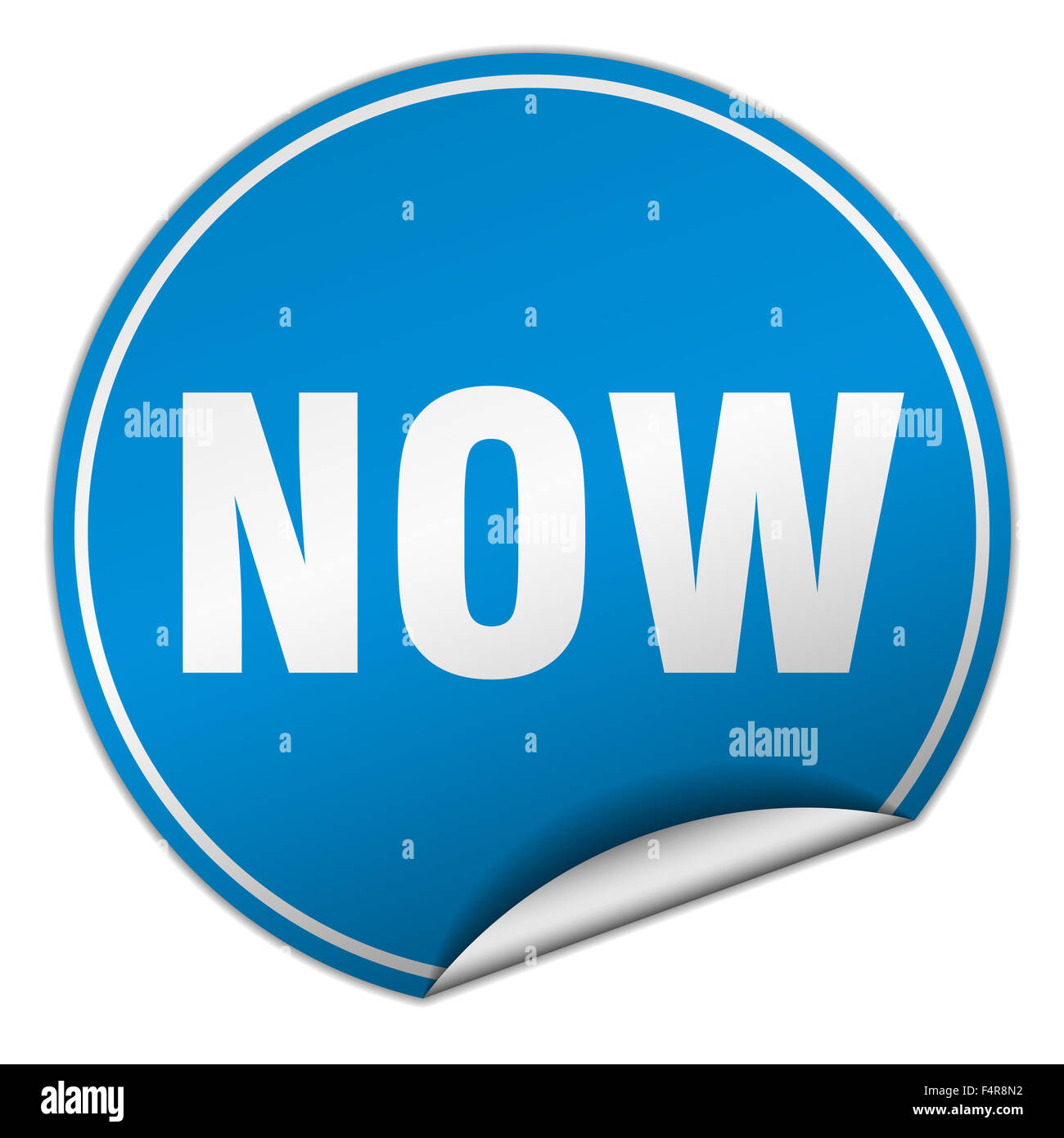 now round blue sticker isolated on white Stock Photo - Alamy