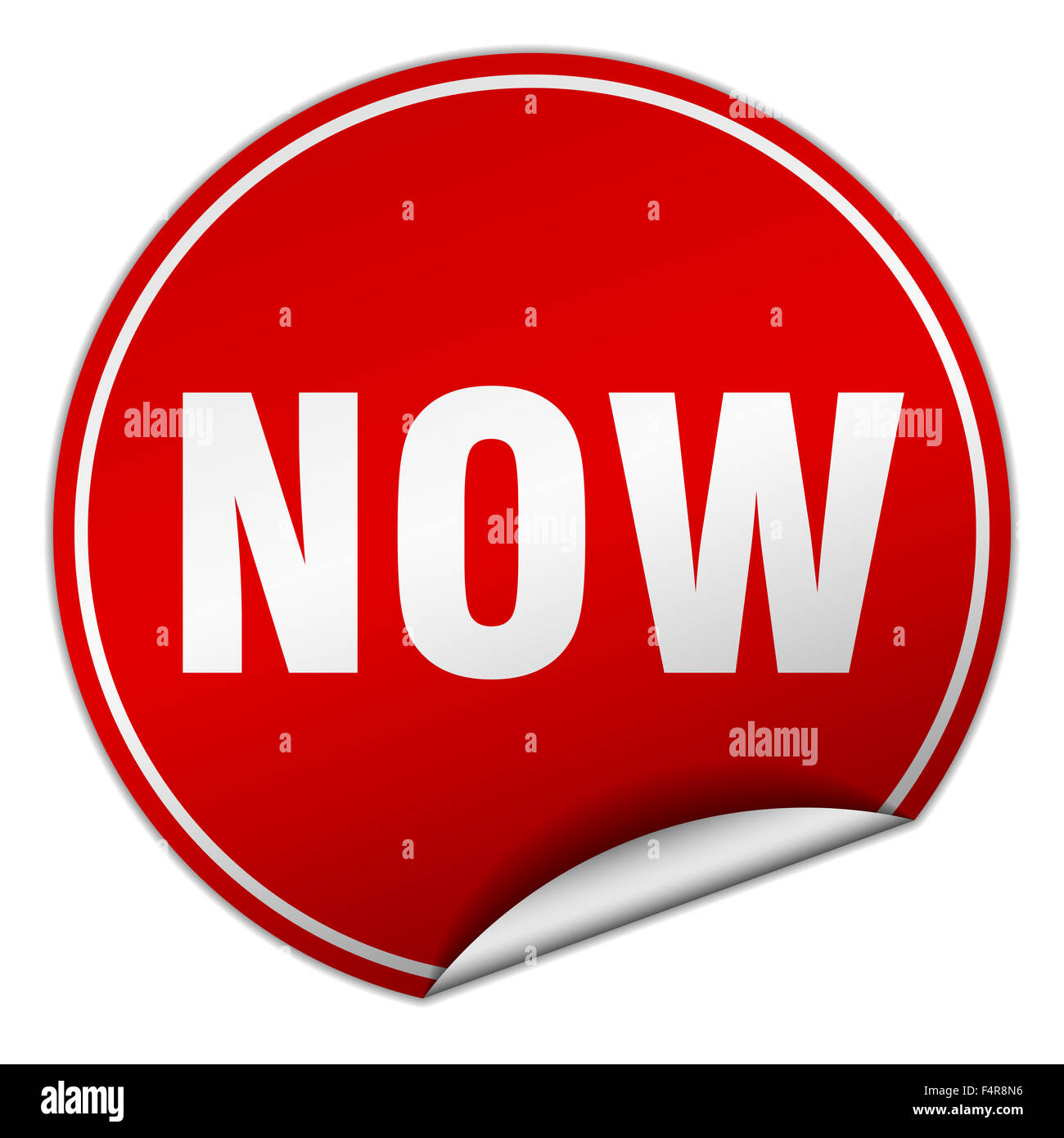 now round red sticker isolated on white Stock Photo - Alamy