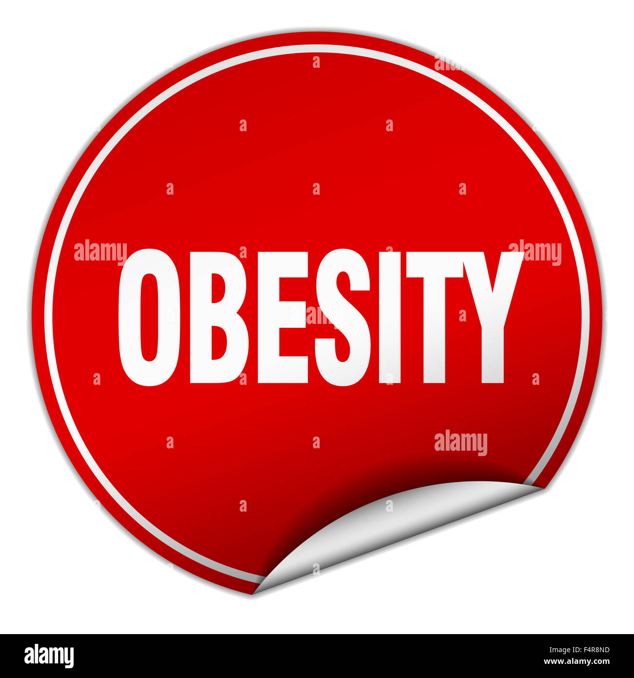 obesity round red sticker isolated on white Stock Photo - Alamy
