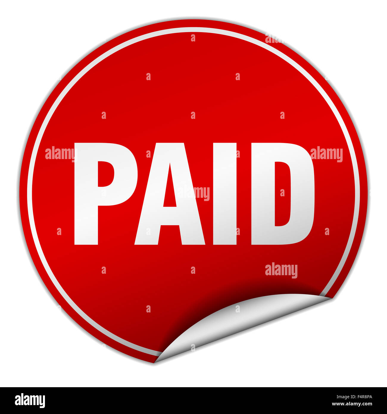 paid round red sticker isolated on white Stock Photo - Alamy