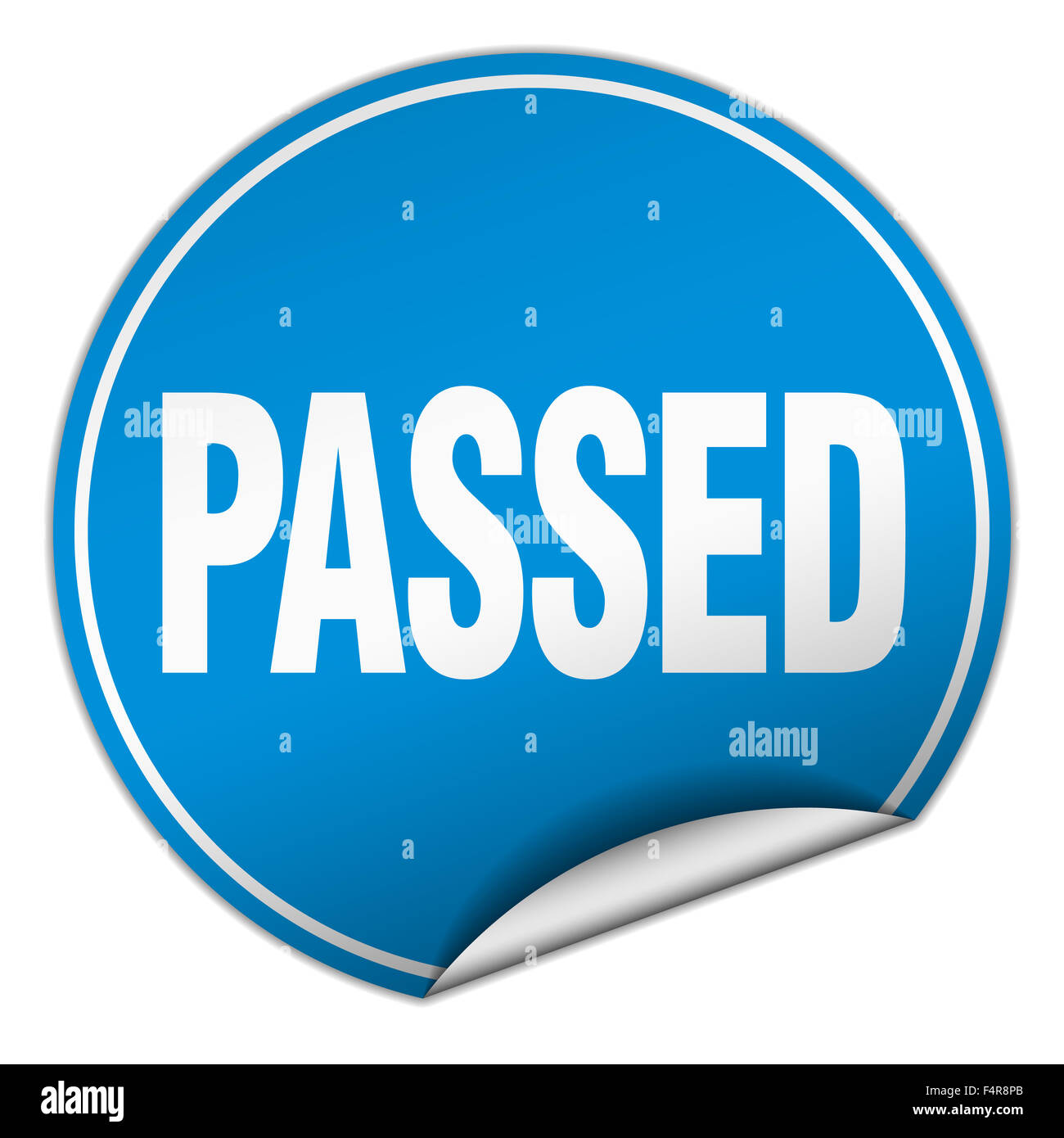 passed round blue sticker isolated on white Stock Photo - Alamy