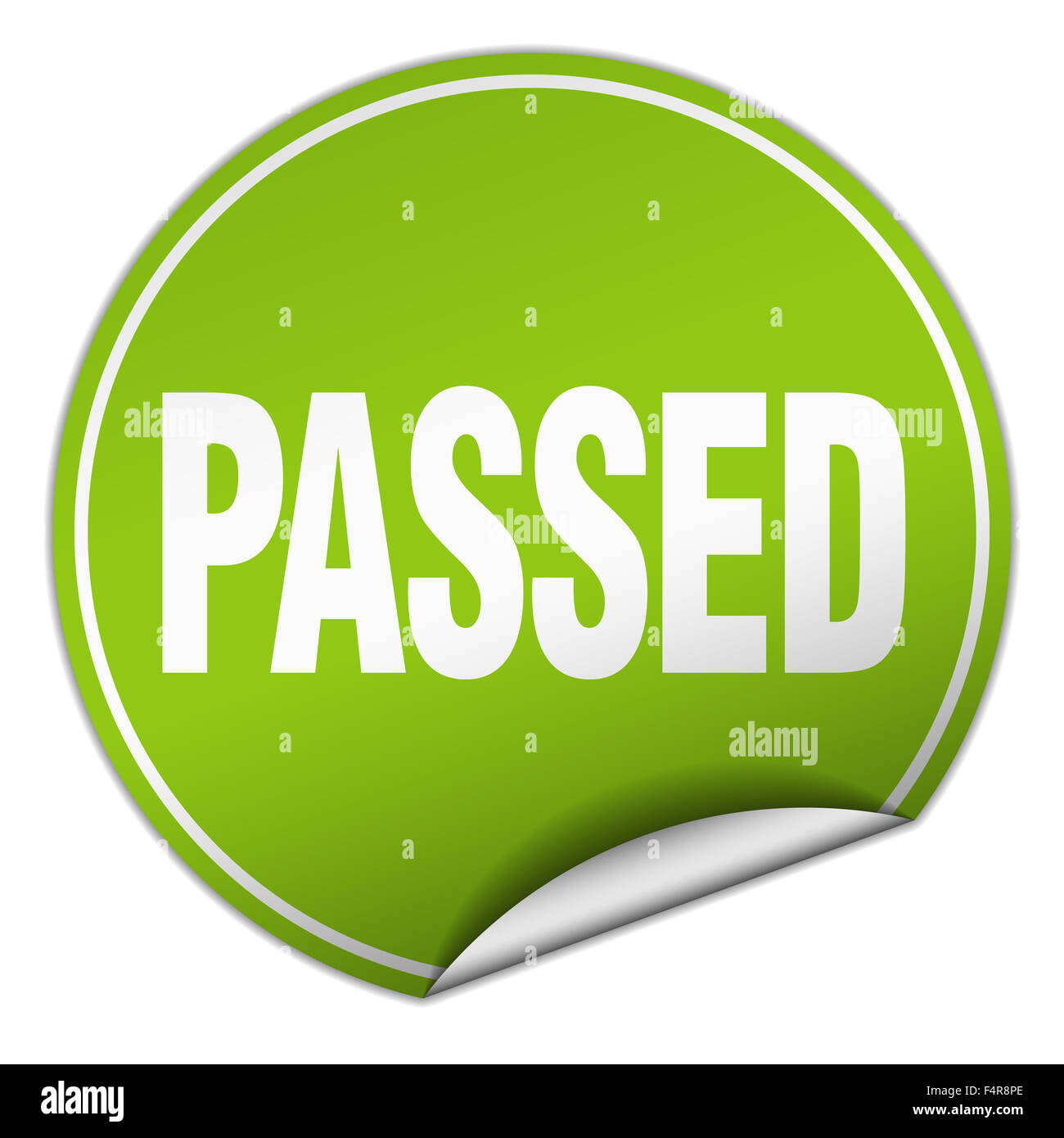 passed round green sticker isolated on white Stock Photo - Alamy