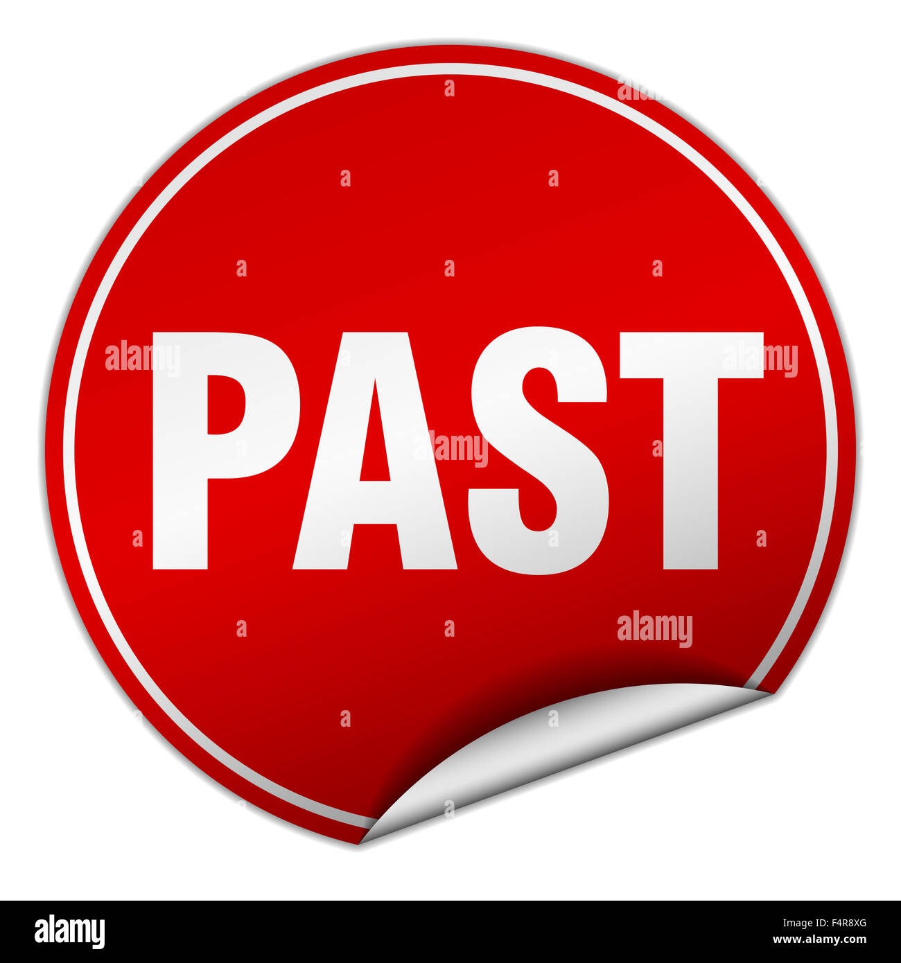 past round red sticker isolated on white Stock Photo - Alamy