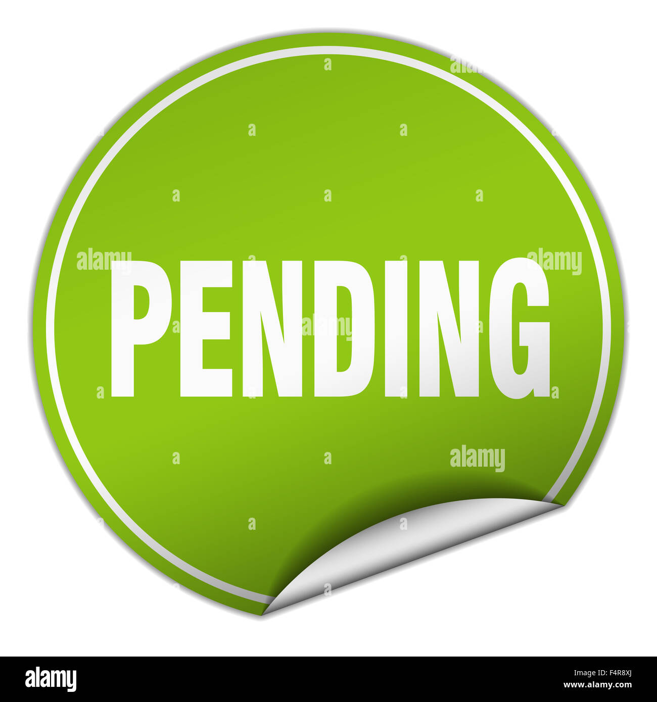 pending round green sticker isolated on white Stock Photo - Alamy