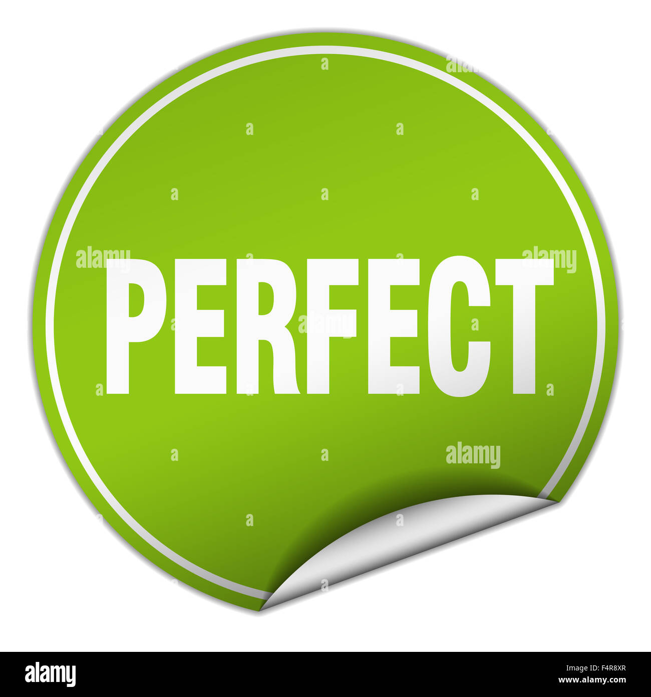 perfect round green sticker isolated on white Stock Photo - Alamy