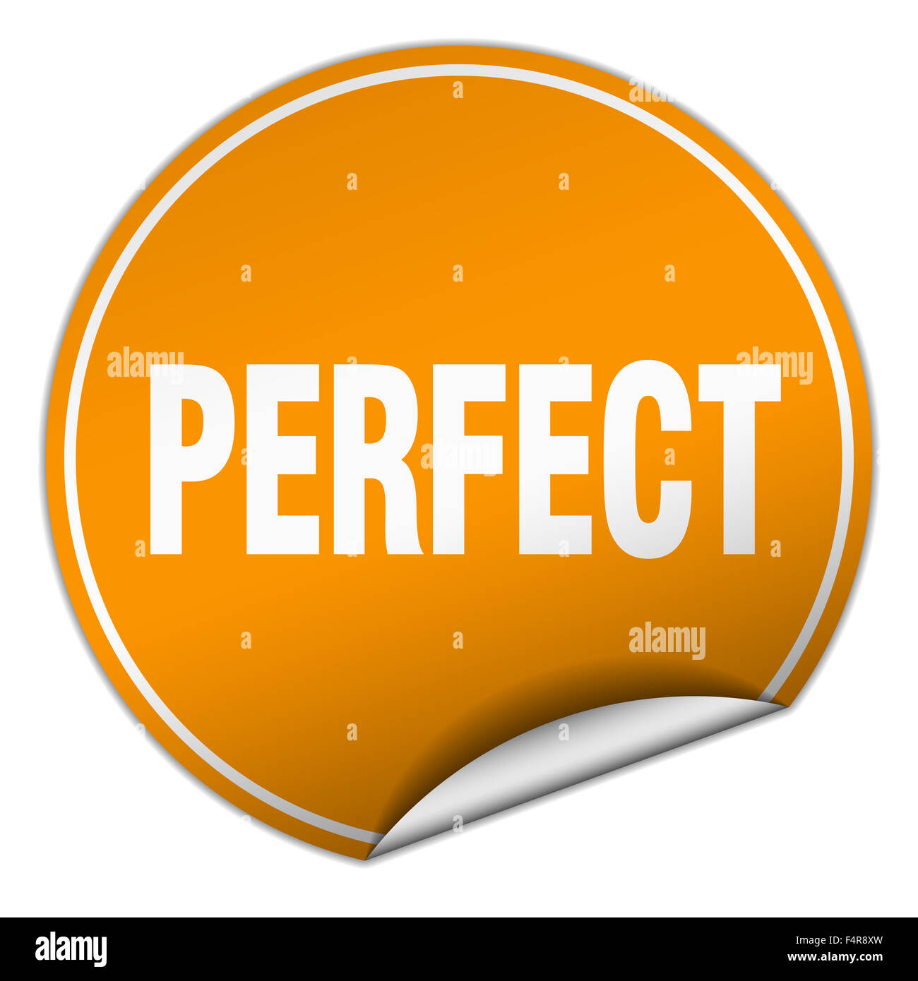 perfect round orange sticker isolated on white Stock Photo - Alamy