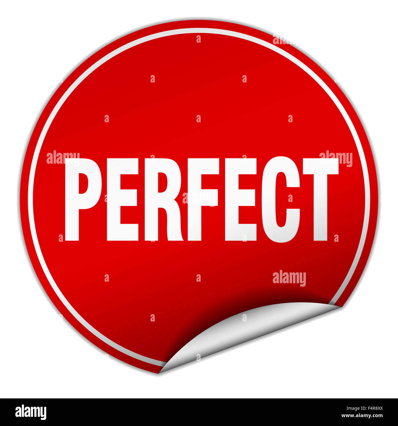perfect round red sticker isolated on white Stock Photo - Alamy