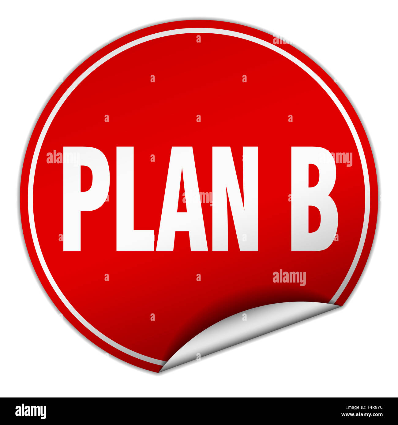 plan b round red sticker isolated on white Stock Photo - Alamy