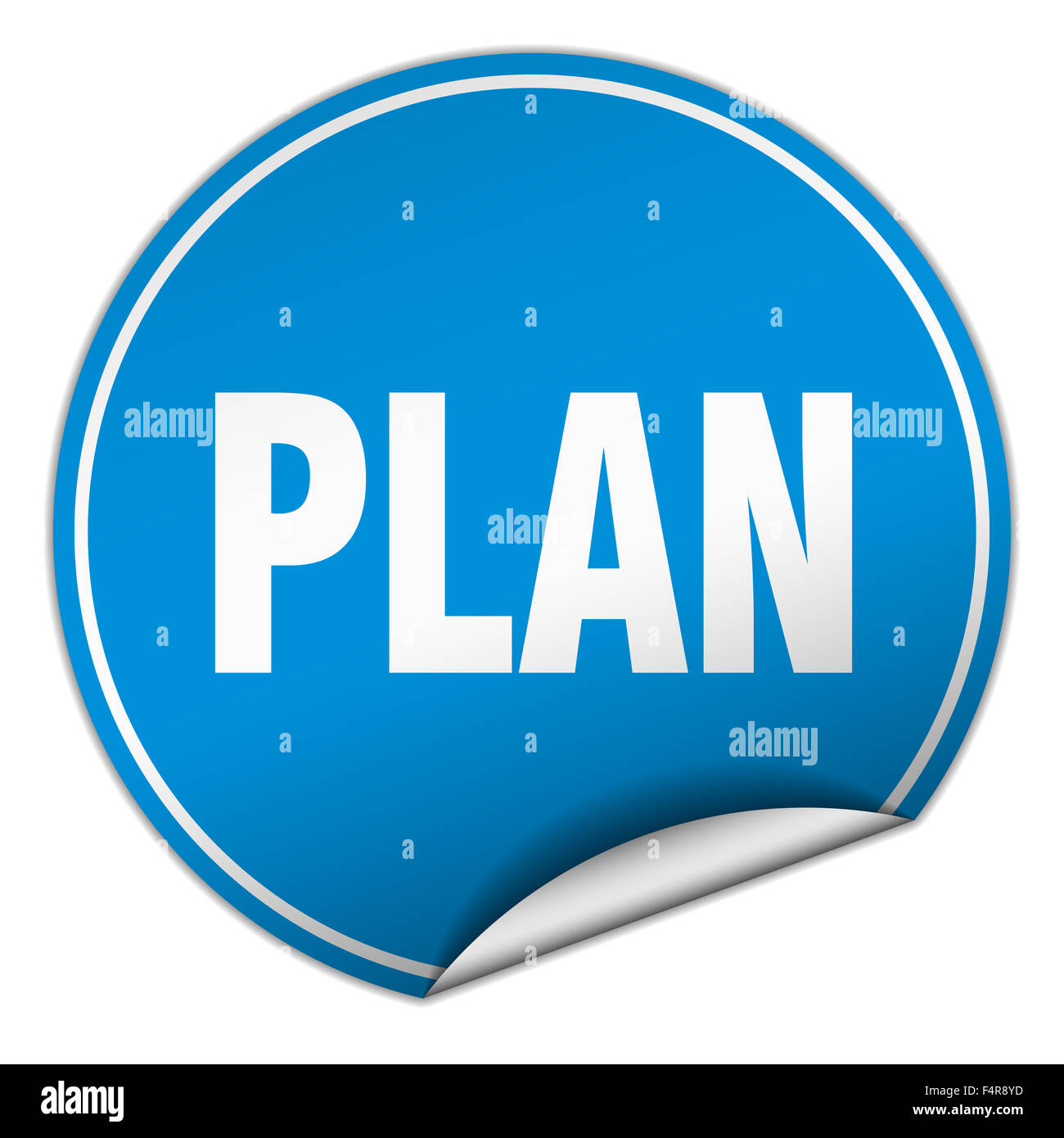 plan round blue sticker isolated on white Stock Photo - Alamy