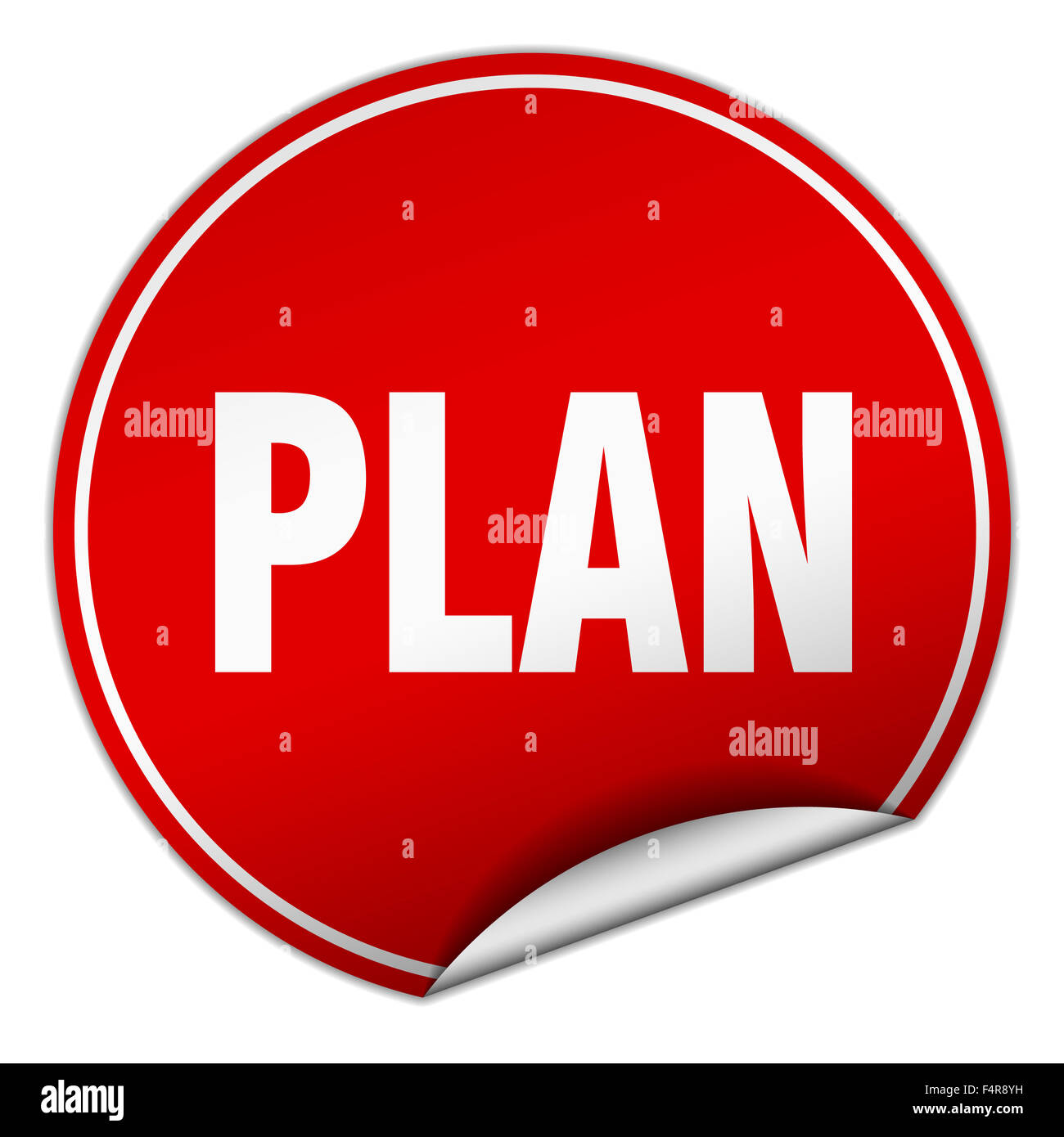 plan round red sticker isolated on white Stock Photo - Alamy