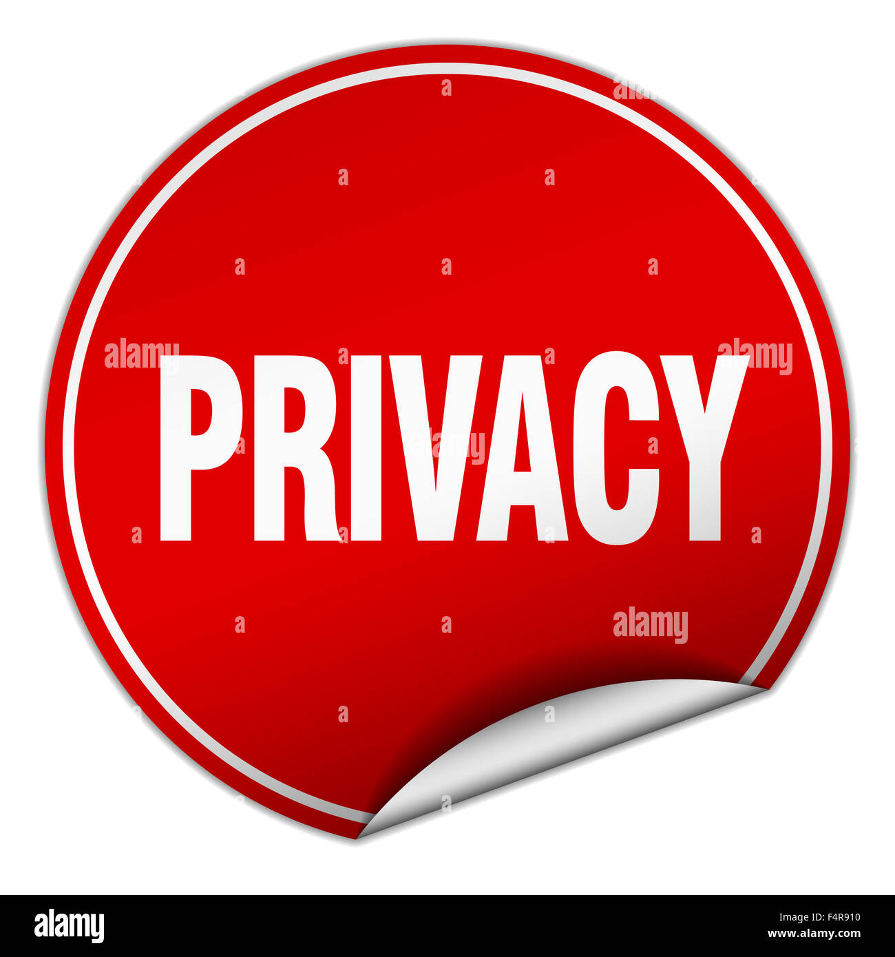privacy round red sticker isolated on white Stock Photo - Alamy