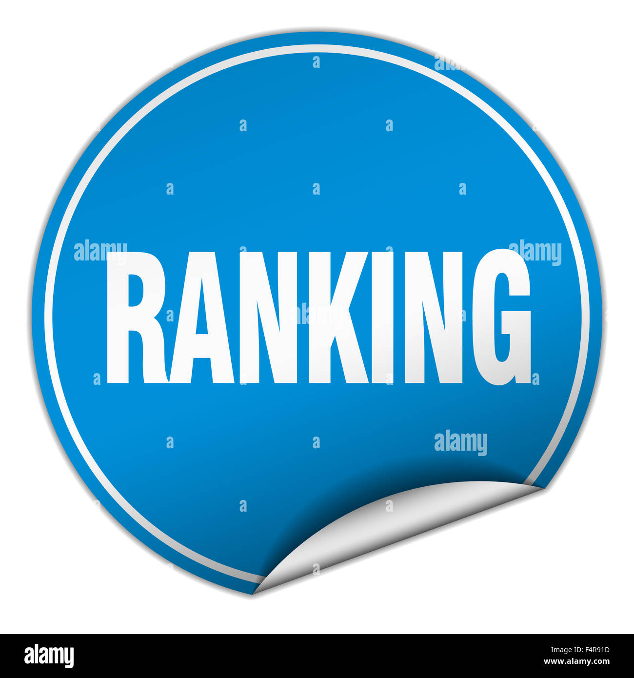 ranking round blue sticker isolated on white Stock Photo - Alamy
