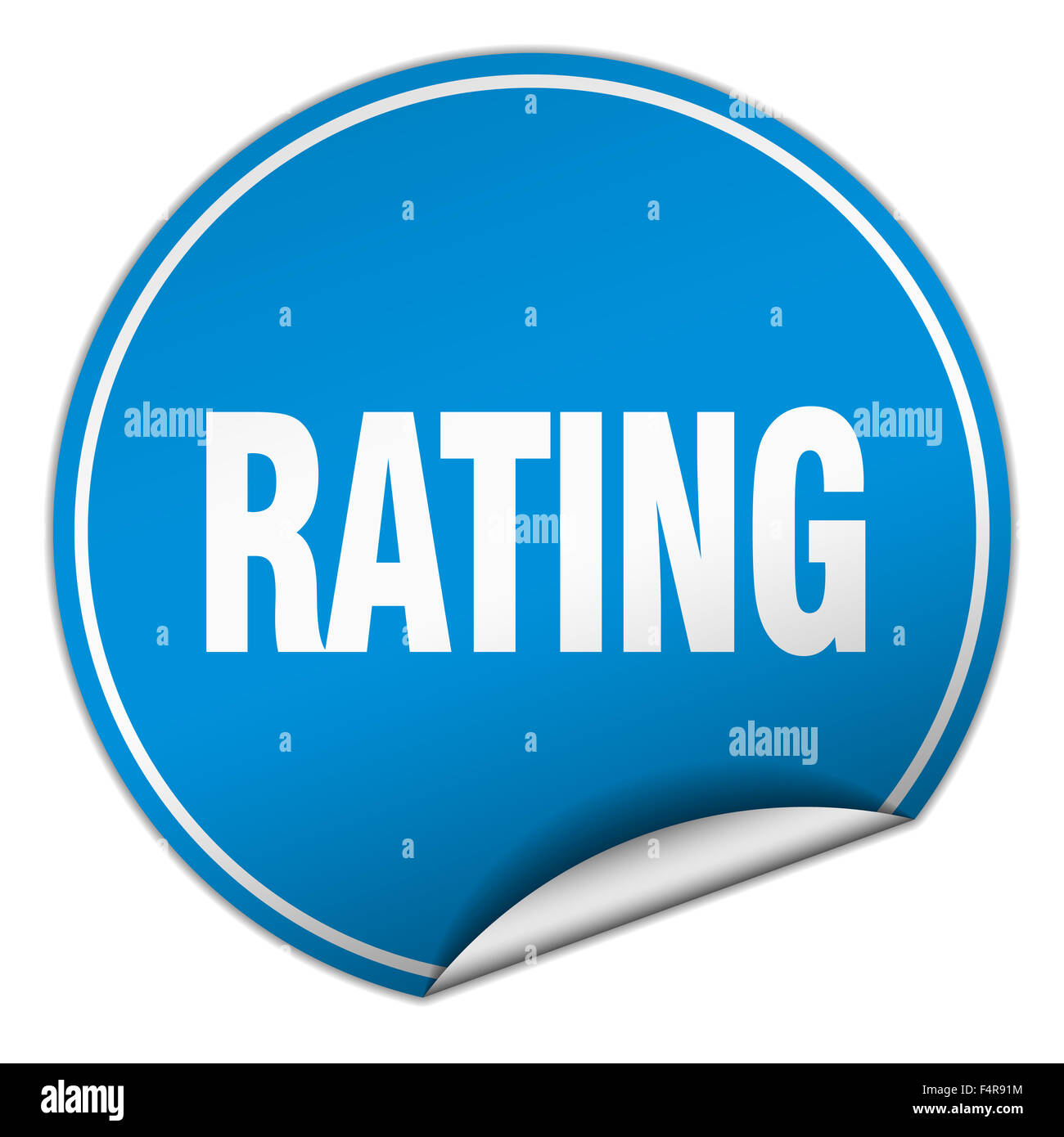 rating round blue sticker isolated on white Stock Photo - Alamy