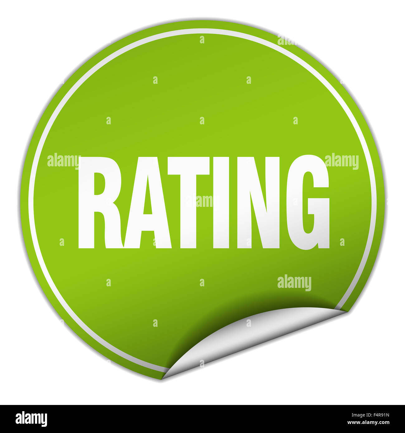 rating round green sticker isolated on white Stock Photo - Alamy