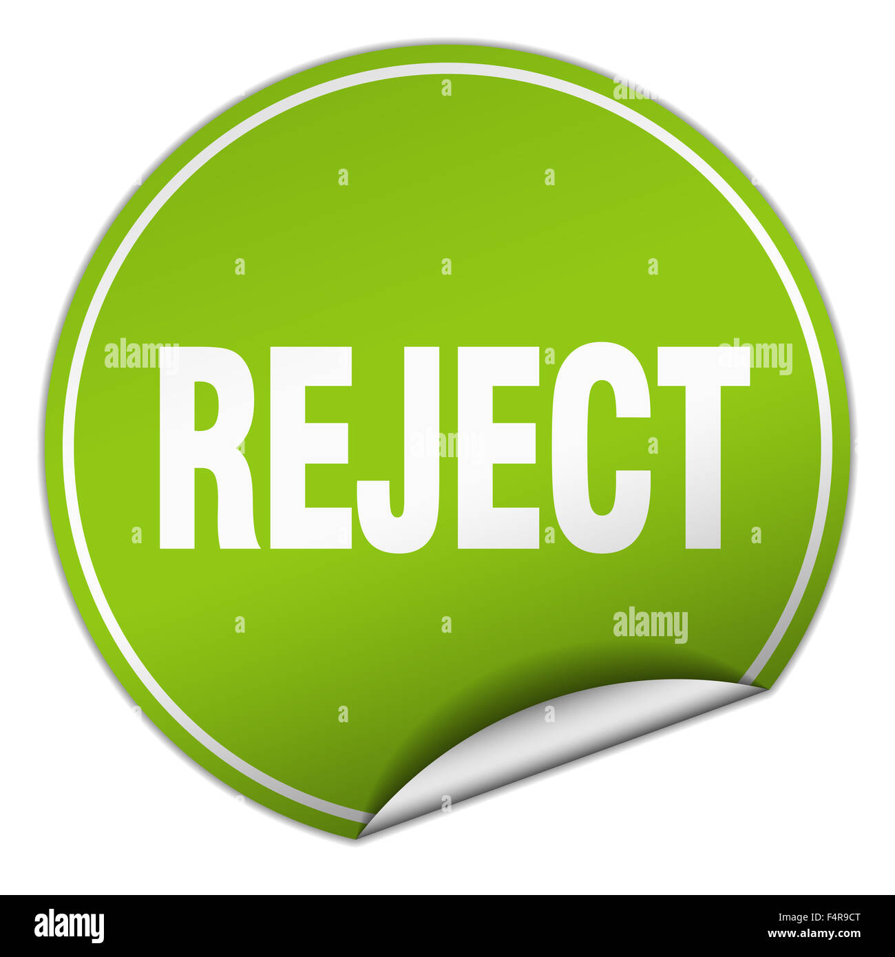 reject round green sticker isolated on white Stock Photo - Alamy