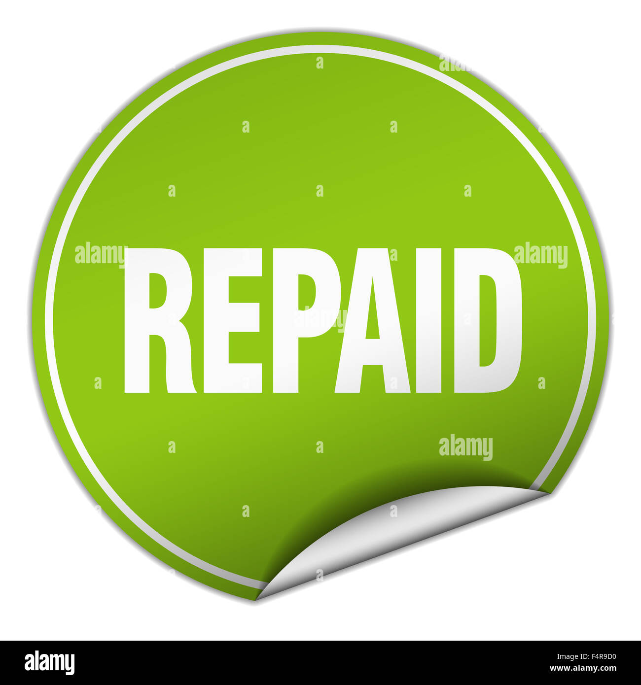 repaid round green sticker isolated on white Stock Photo - Alamy