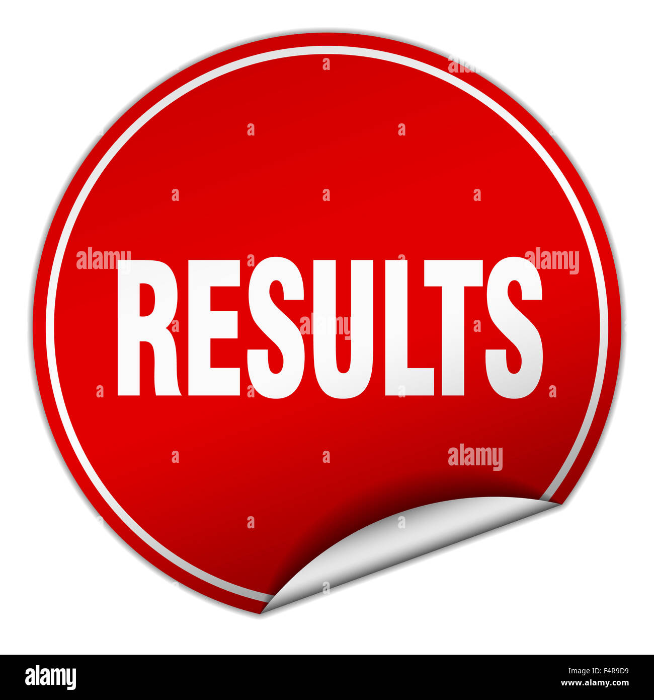 results round red sticker isolated on white Stock Photo - Alamy