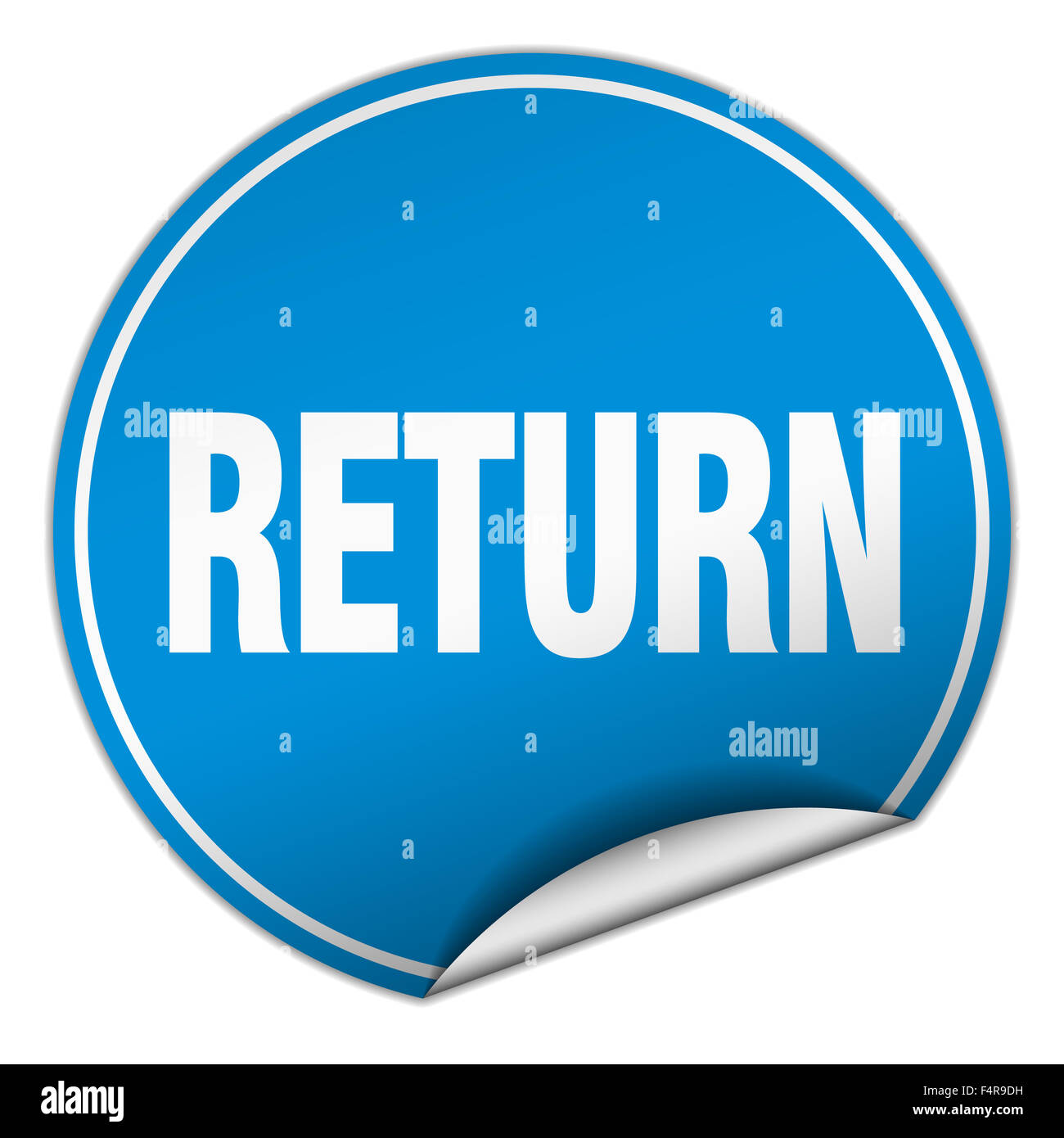 return round blue sticker isolated on white Stock Photo - Alamy