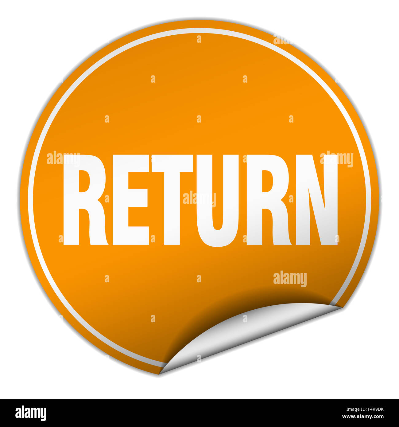return round orange sticker isolated on white Stock Photo - Alamy