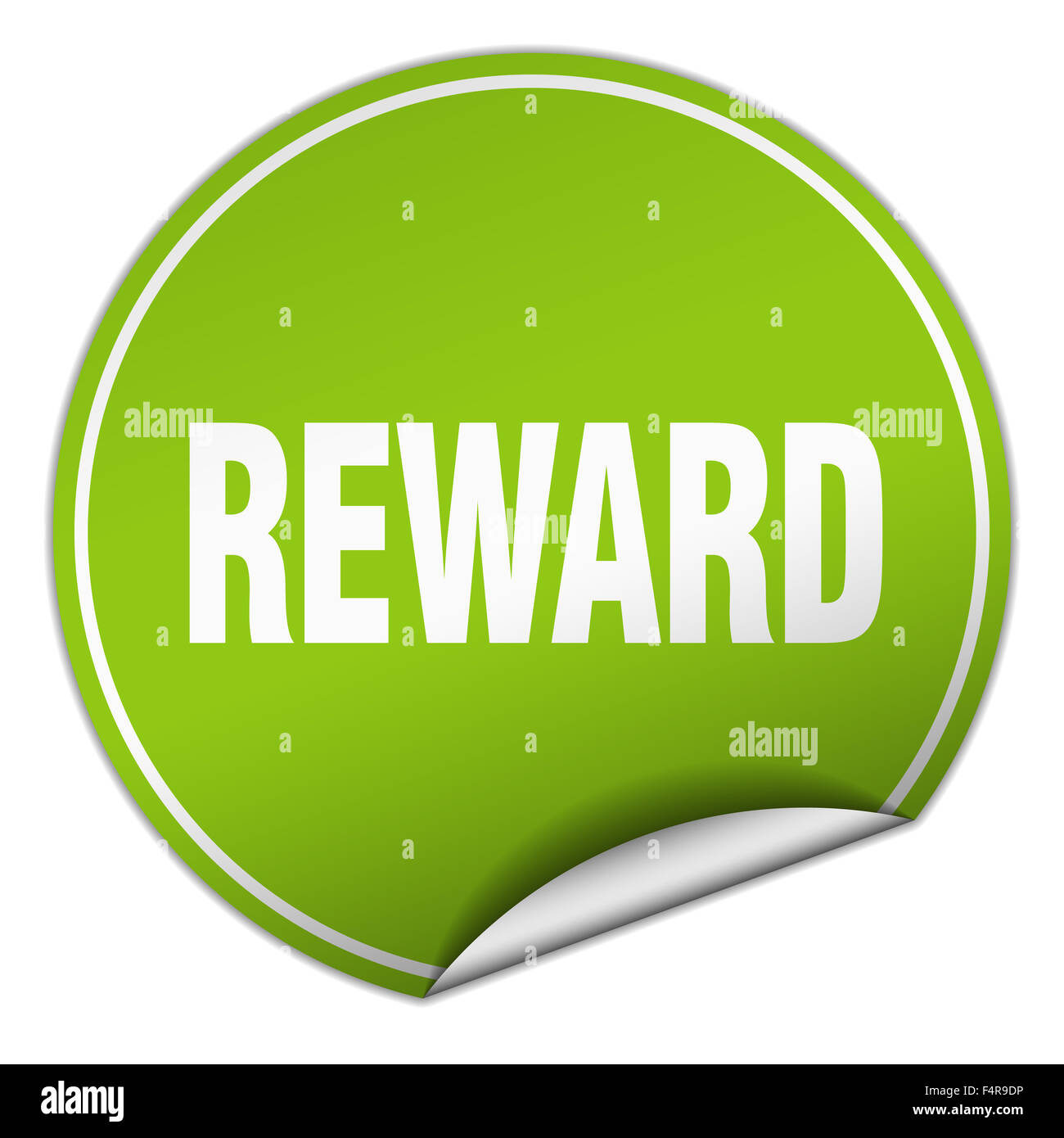 reward round green sticker isolated on white Stock Photo - Alamy
