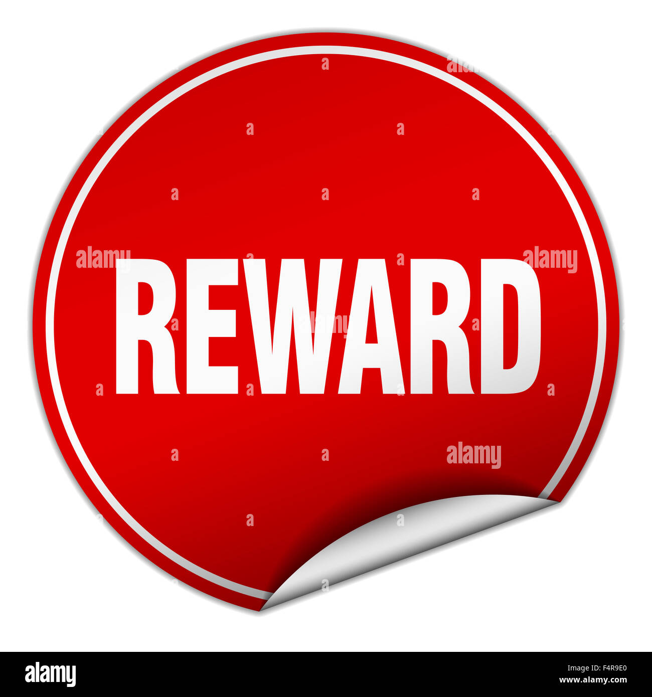 reward round red sticker isolated on white Stock Photo - Alamy