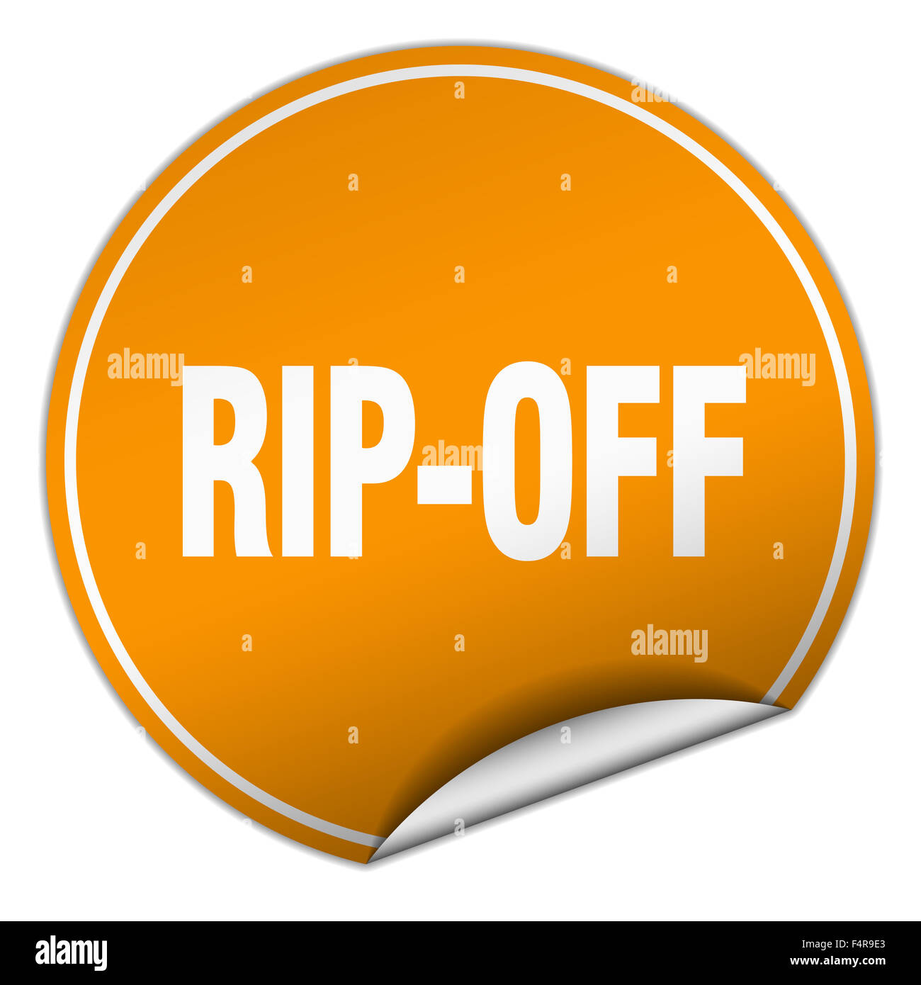 rip-off round orange sticker isolated on white Stock Photo - Alamy