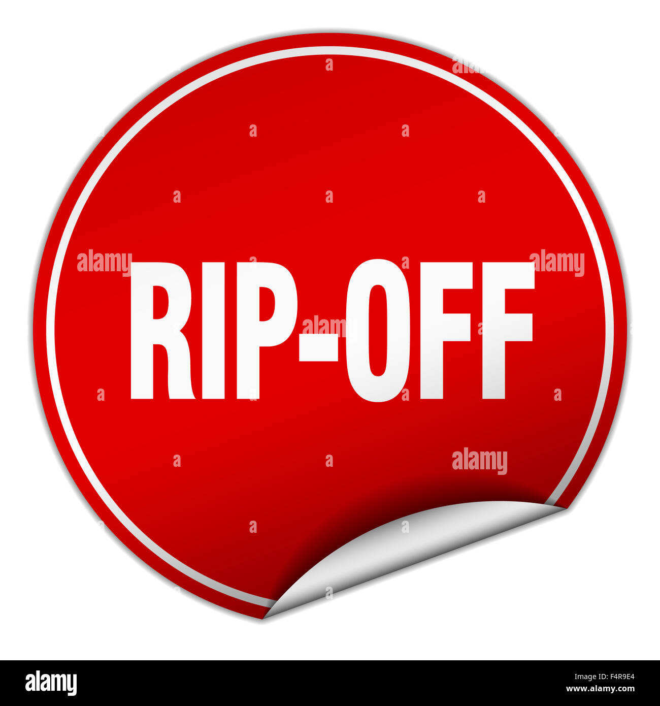 rip-off round red sticker isolated on white Stock Photo - Alamy