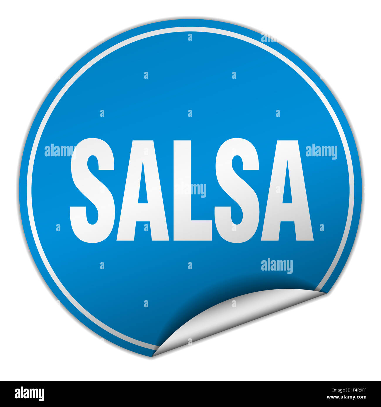 salsa round blue sticker isolated on white Stock Photo - Alamy