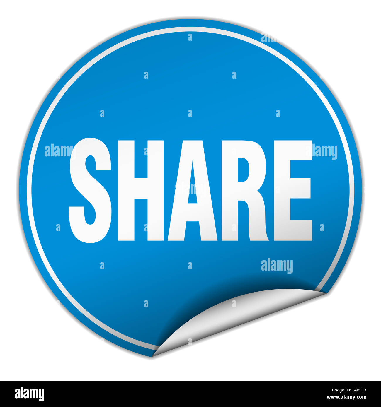share round blue sticker isolated on white Stock Photo - Alamy