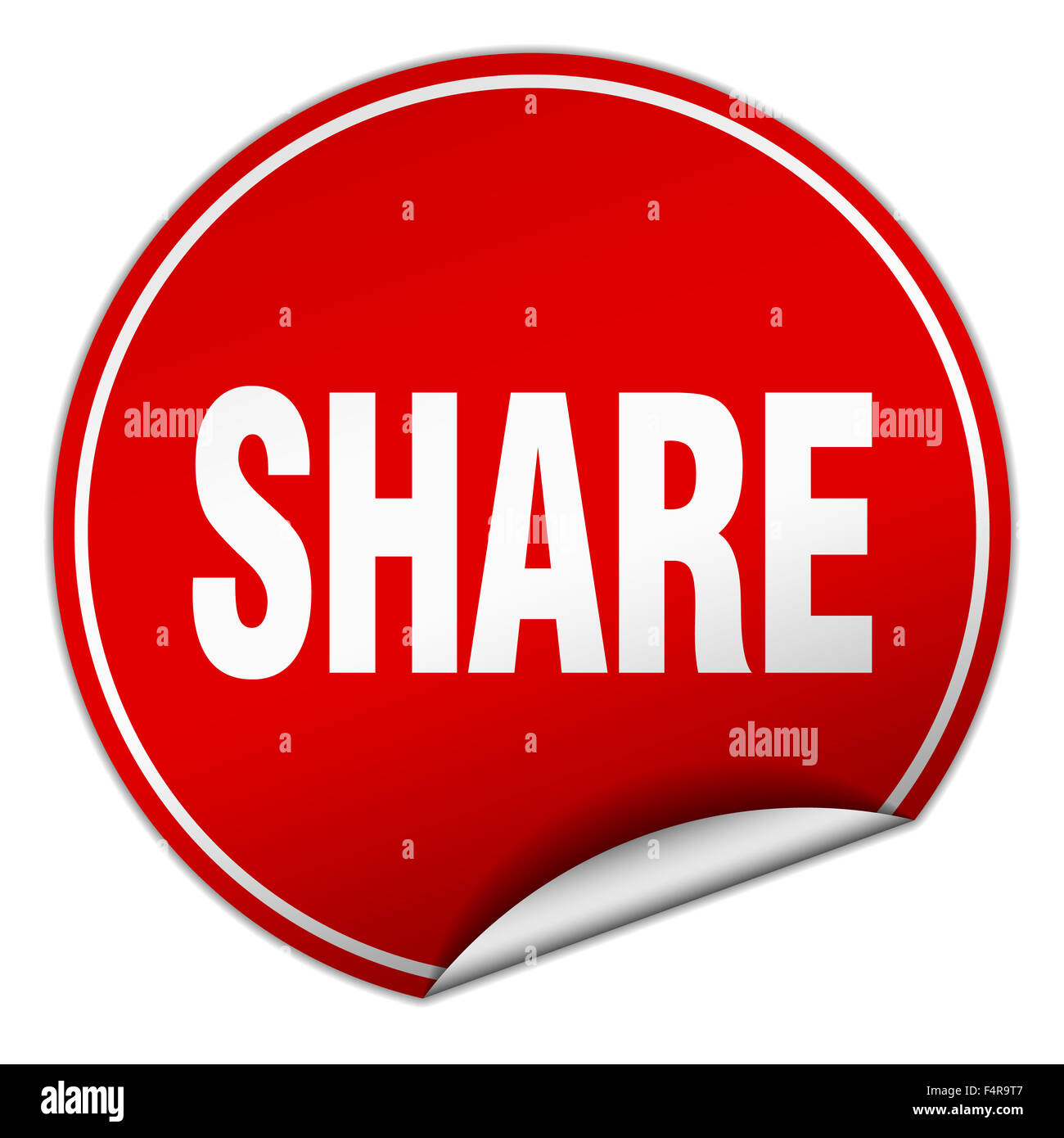 share round red sticker isolated on white Stock Photo - Alamy