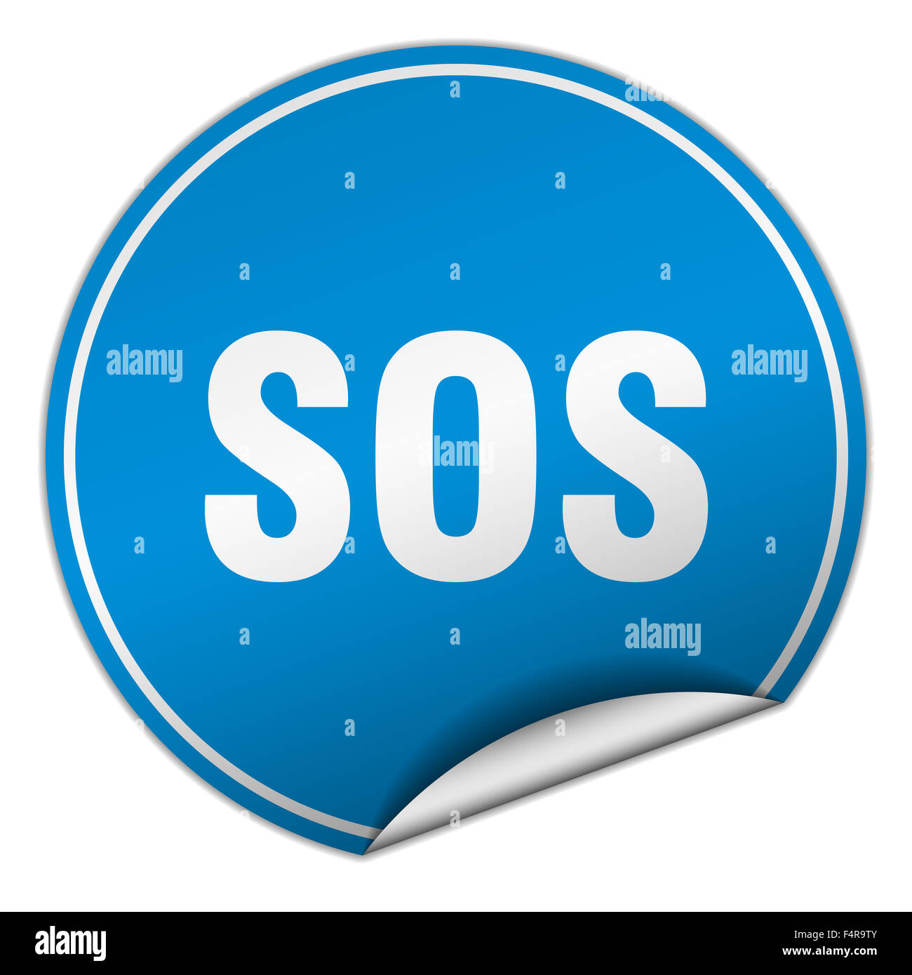 sos round blue sticker isolated on white Stock Photo - Alamy