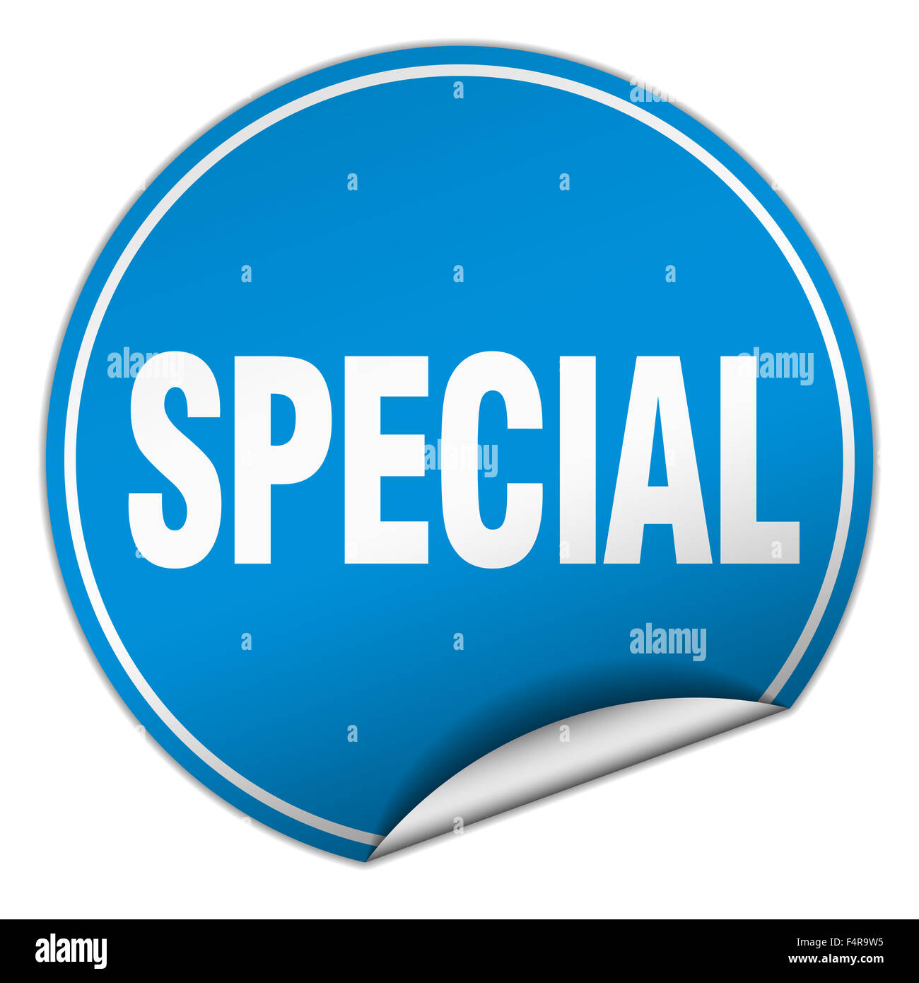 special round blue sticker isolated on white Stock Photo - Alamy