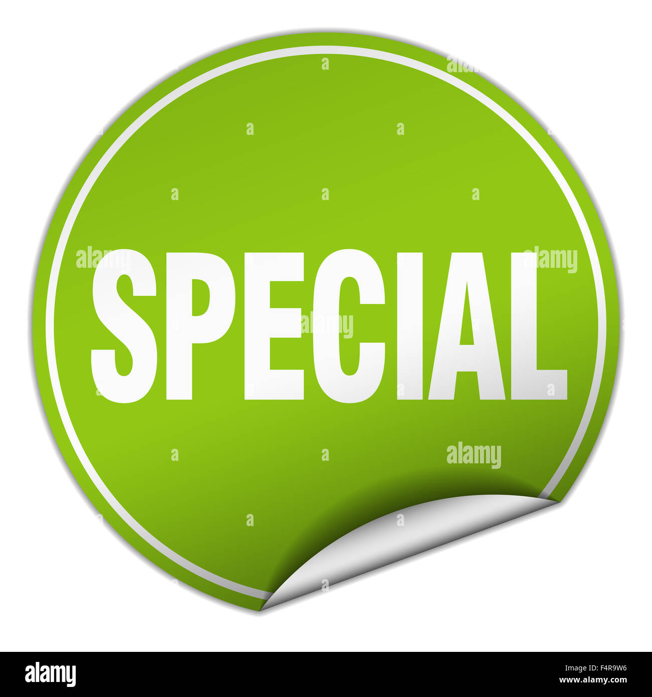 special round green sticker isolated on white Stock Photo - Alamy