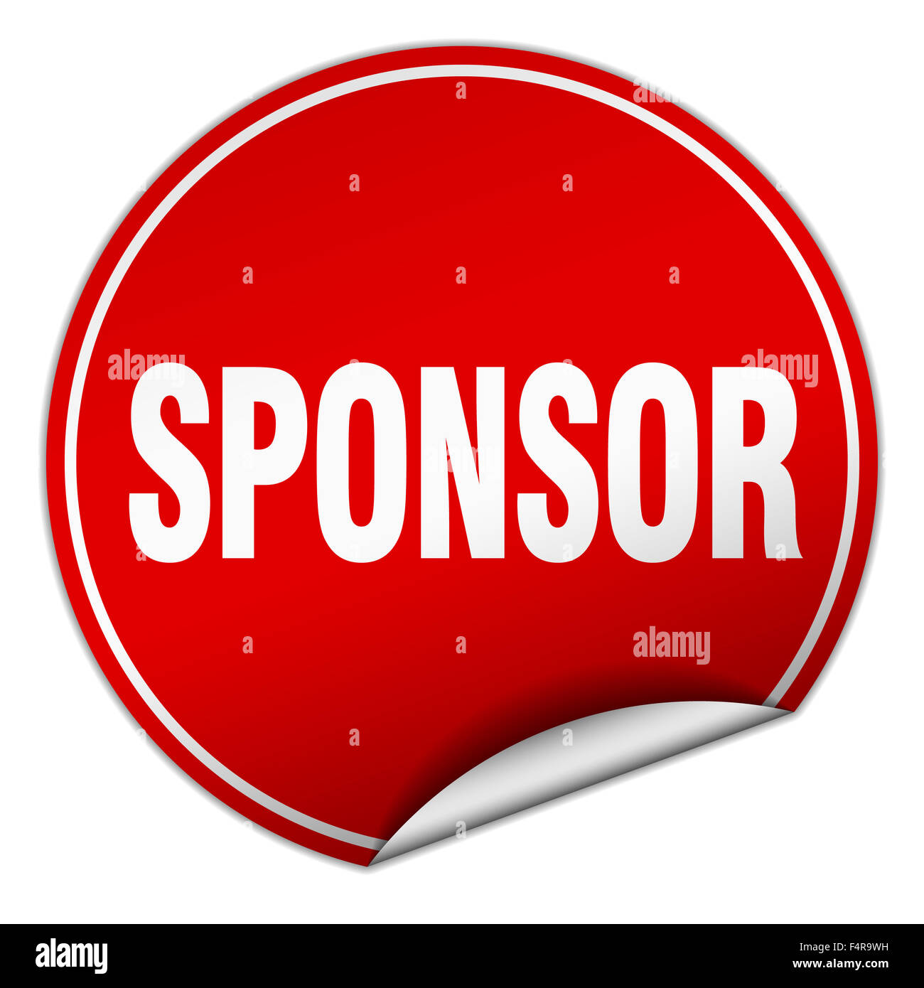 sponsor round red sticker isolated on white Stock Photo - Alamy