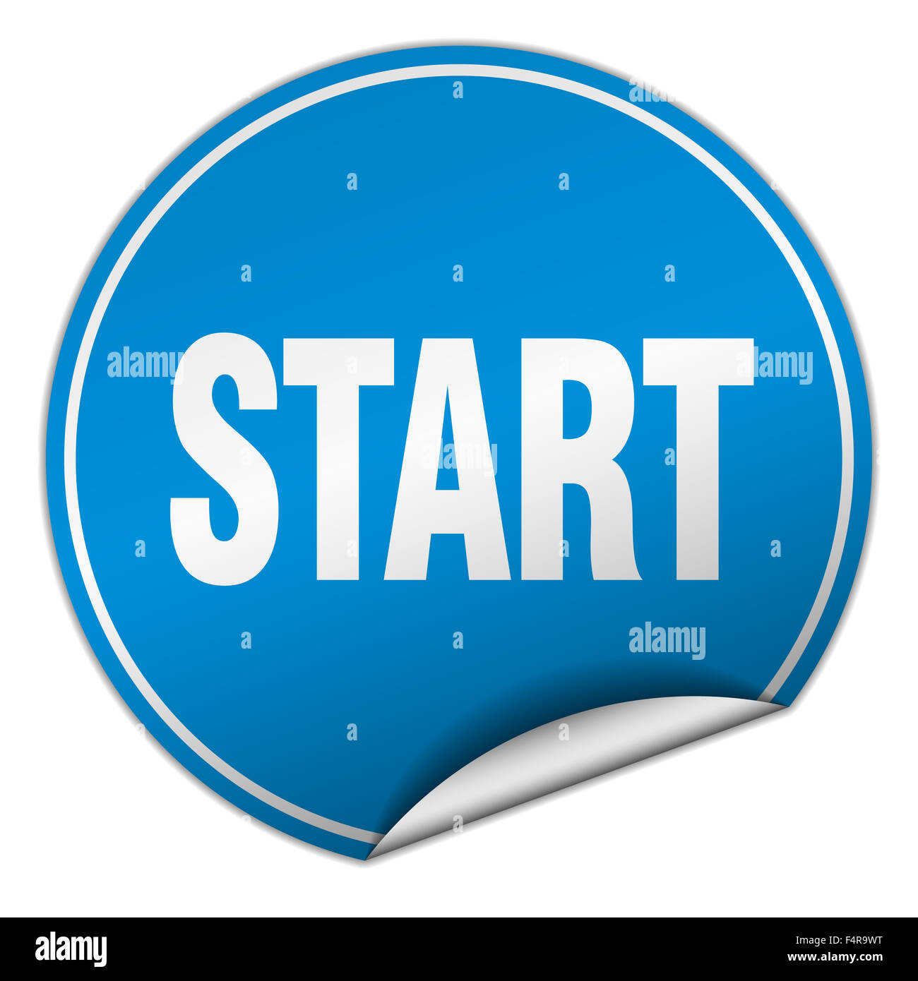 start round blue sticker isolated on white Stock Photo - Alamy