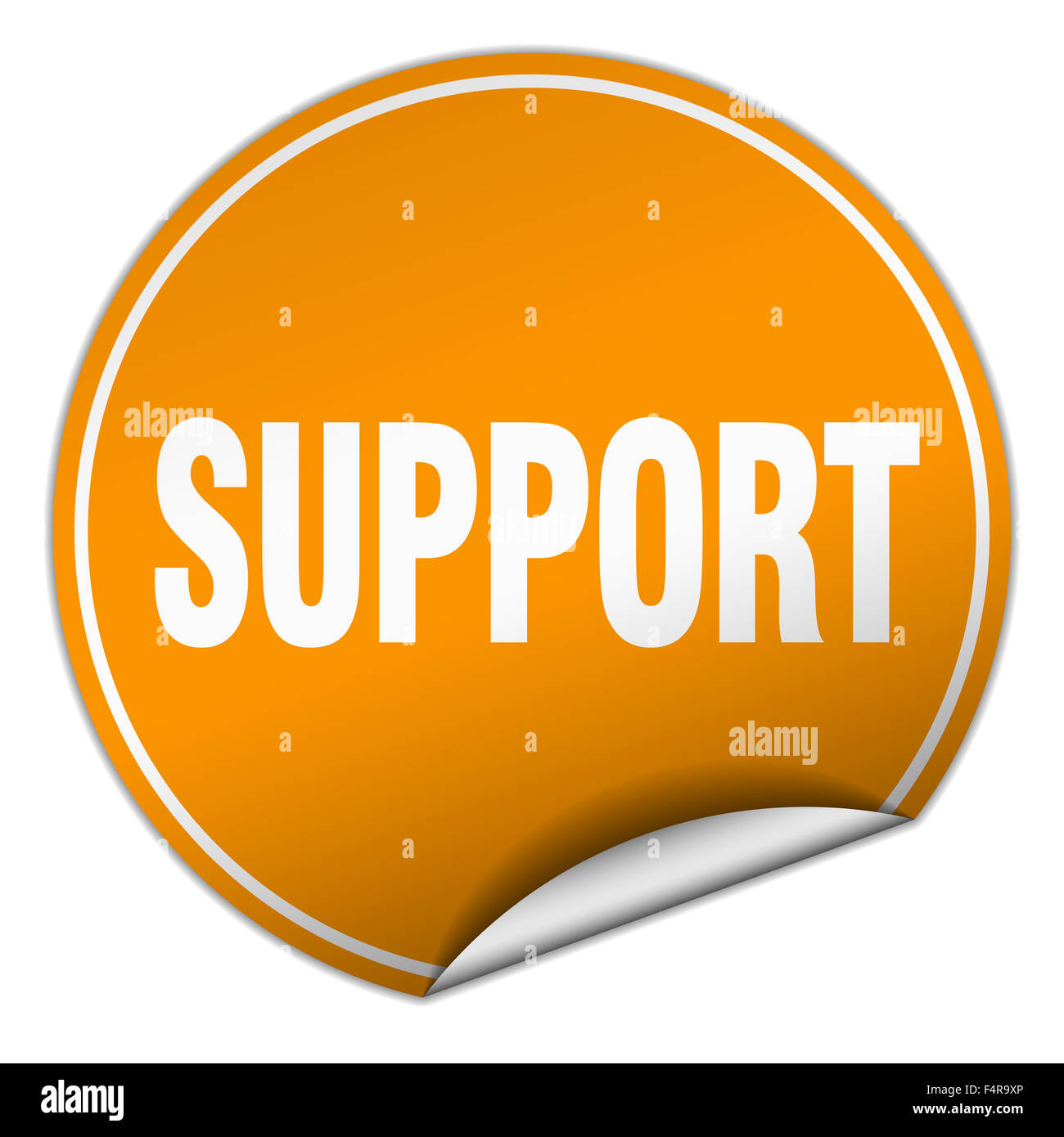 support round orange sticker isolated on white Stock Photo - Alamy
