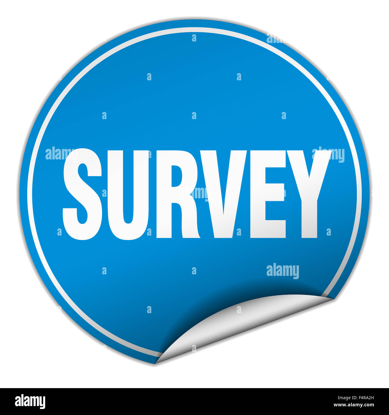 survey round blue sticker isolated on white Stock Photo - Alamy