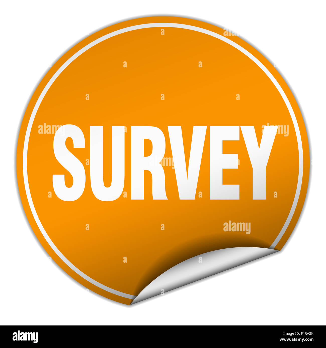 survey round orange sticker isolated on white Stock Photo - Alamy