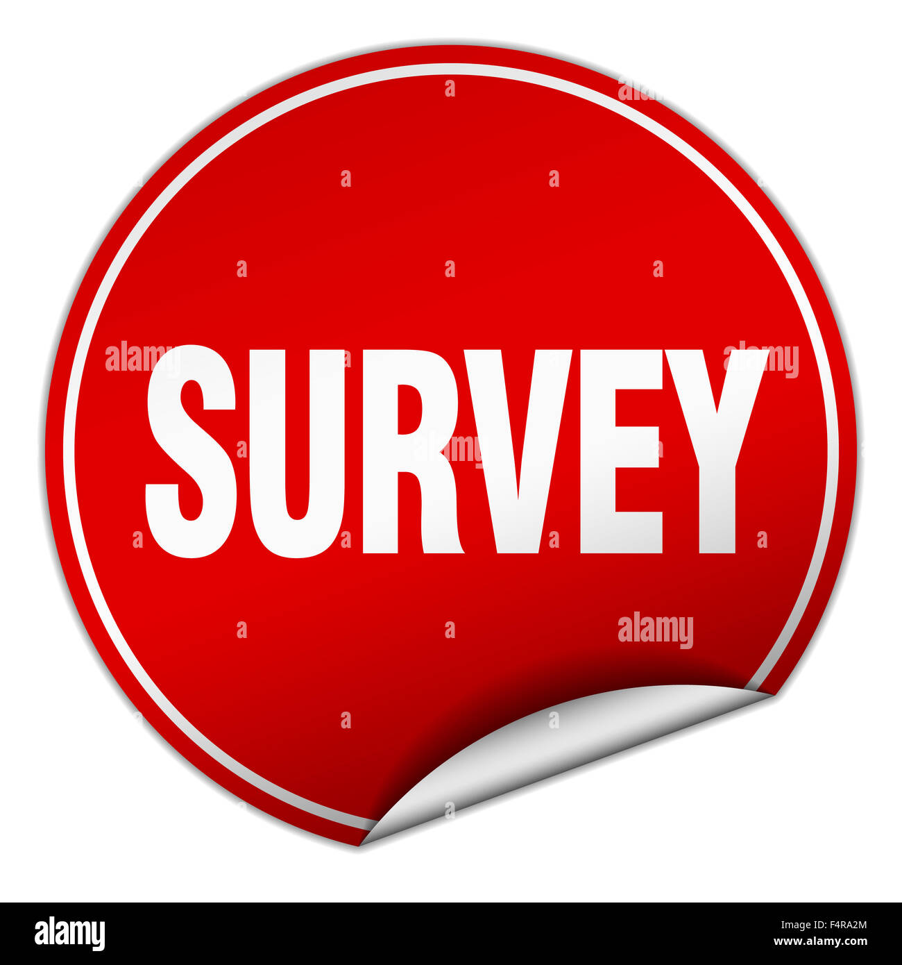 survey round red sticker isolated on white Stock Photo - Alamy